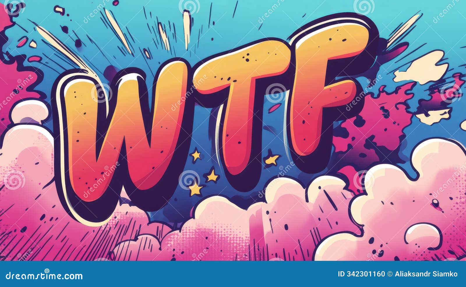Colorful Comic Style Explosion with WTF Text Stock Illustration ...