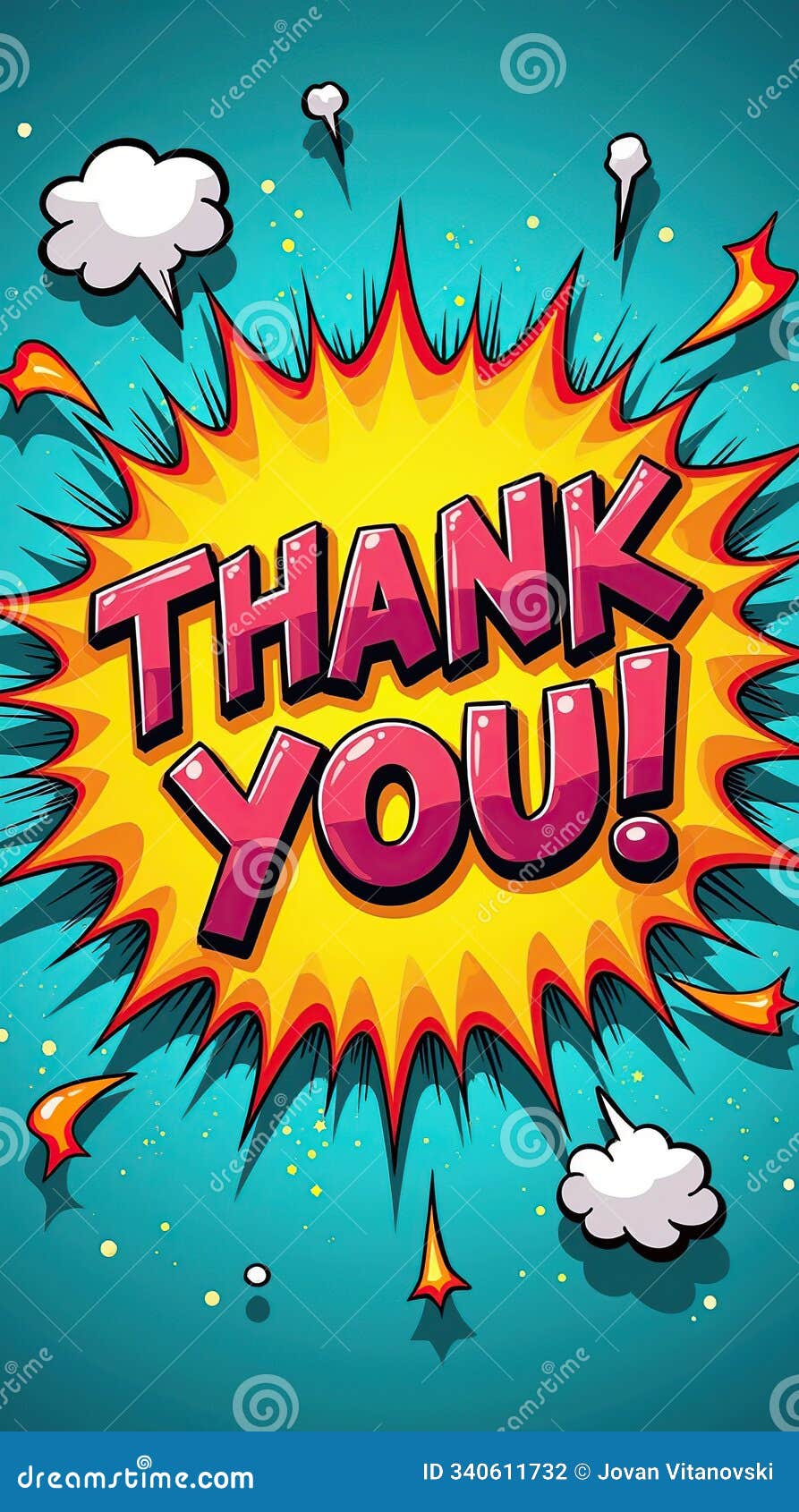 Colorful Comic Style Thank You Message with Explosion Design Stock ...
