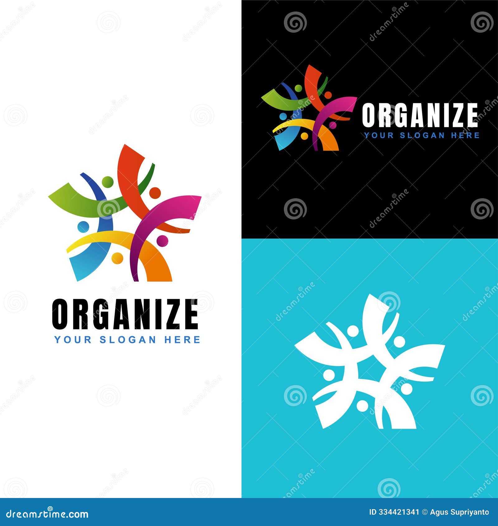 Colorful Community Logo with People Holding Hands Forming a Star Stock ...