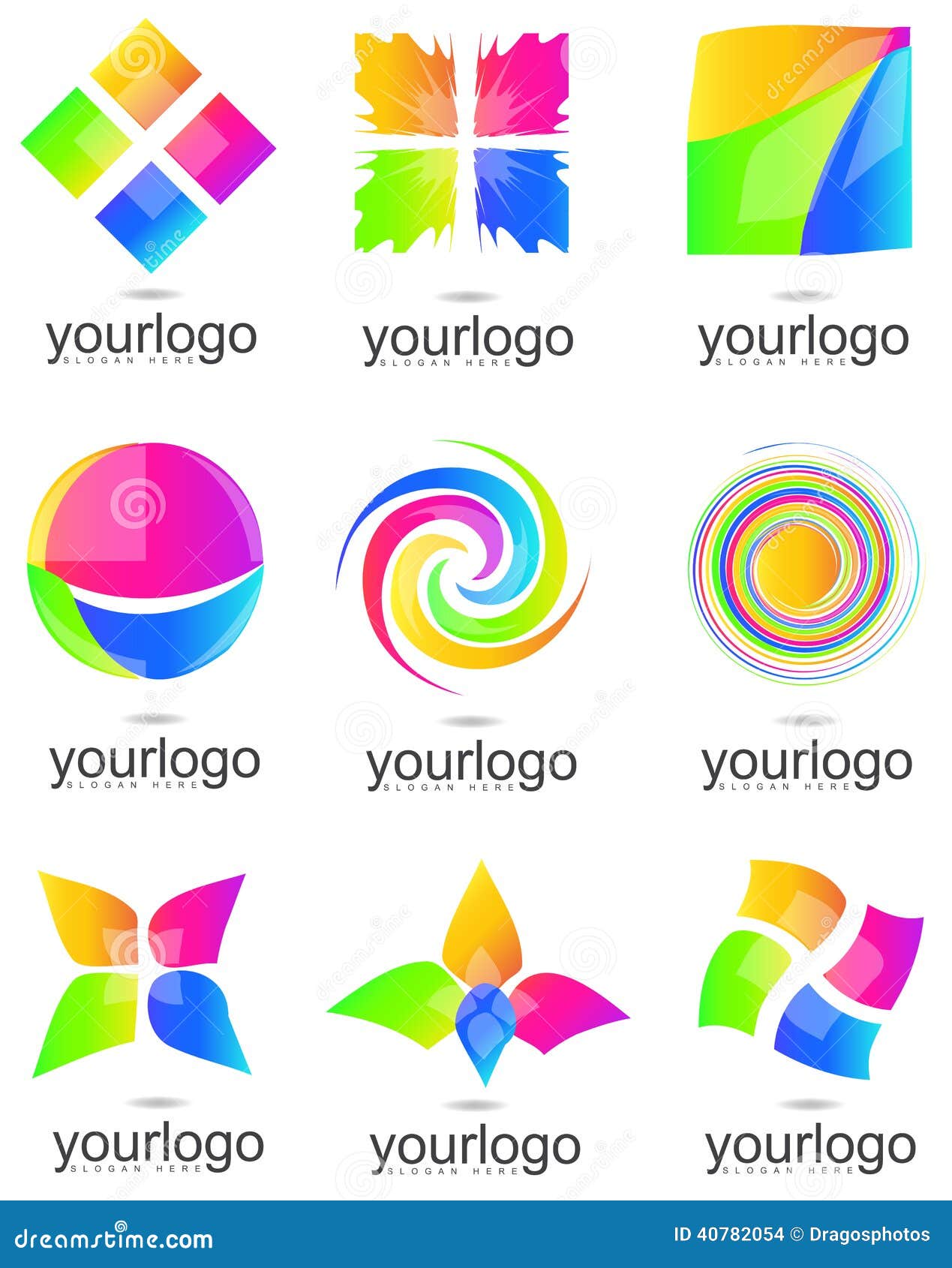 Colorful Company Logo Elements Set Stock Illustration - Illustration of ...