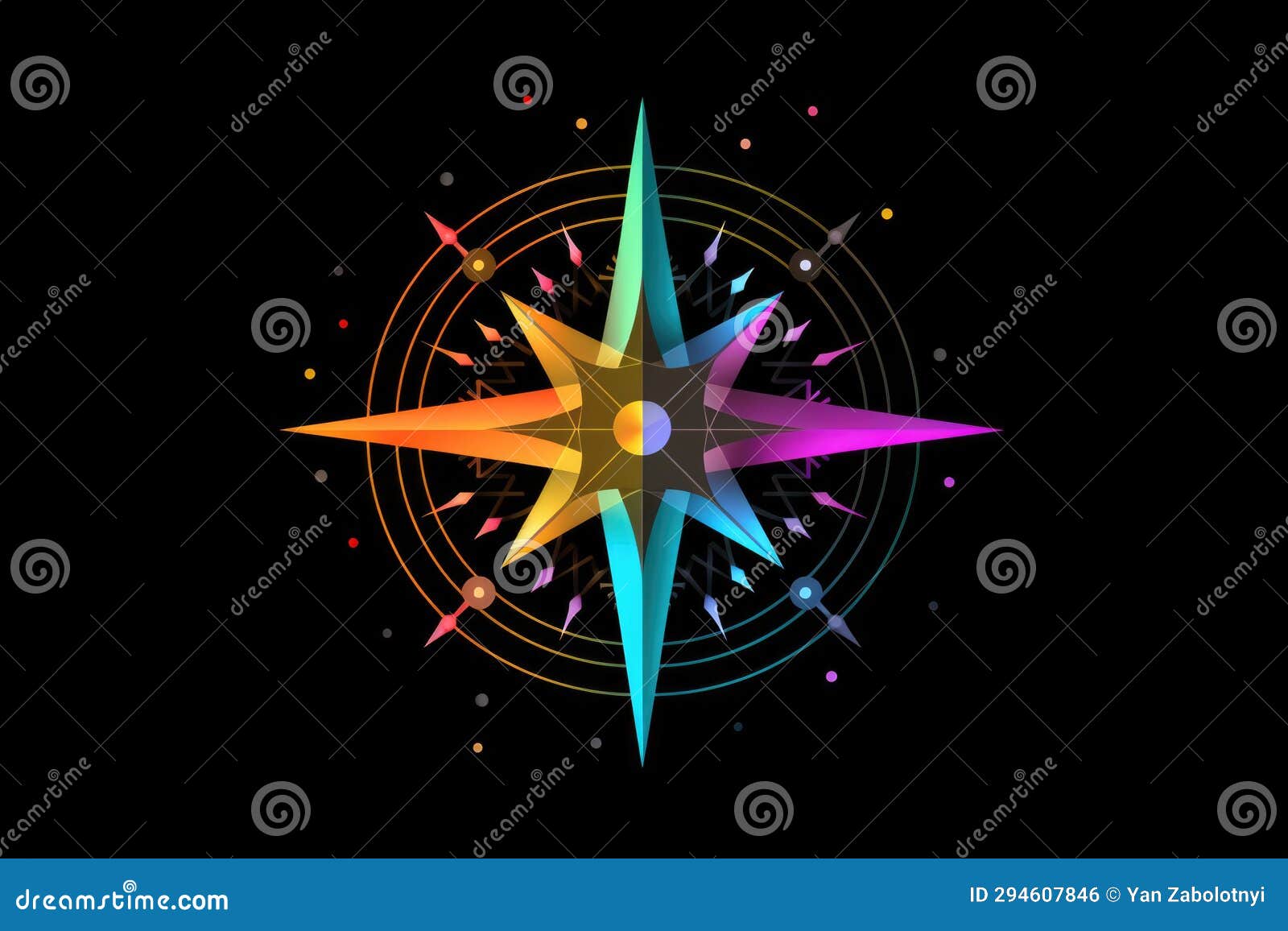 Colorful Compass Icon Black Background Stock Illustration ...