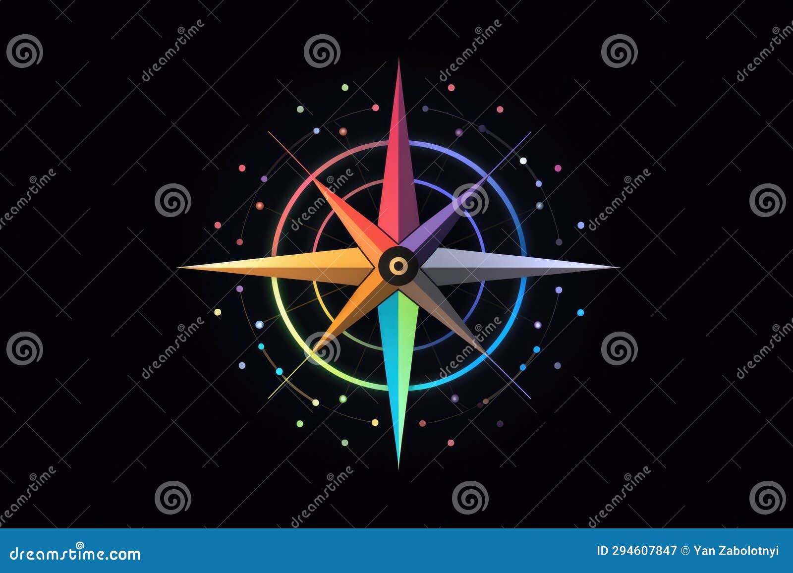 Colorful Compass Icon Black Background Stock Illustration ...