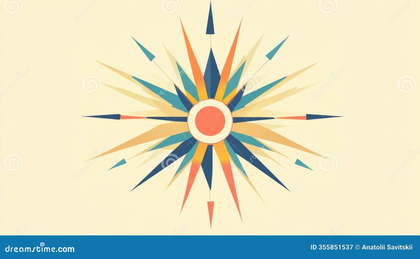 Colorful Compass Rose Design Featuring Vibrant Rays Pointing in ...