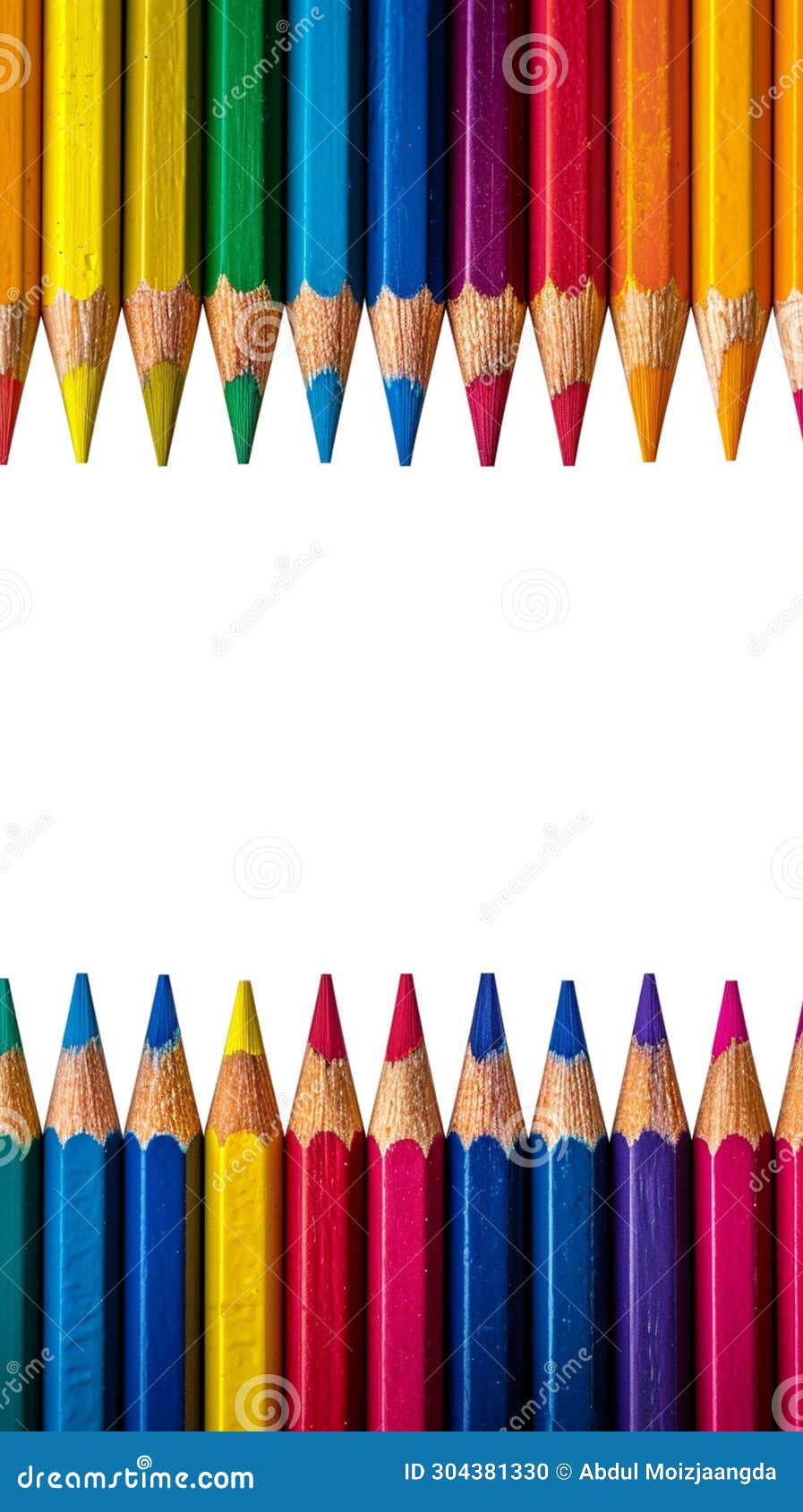 Colorful Composition Frame Border Made of Vibrant Pencils on White ...