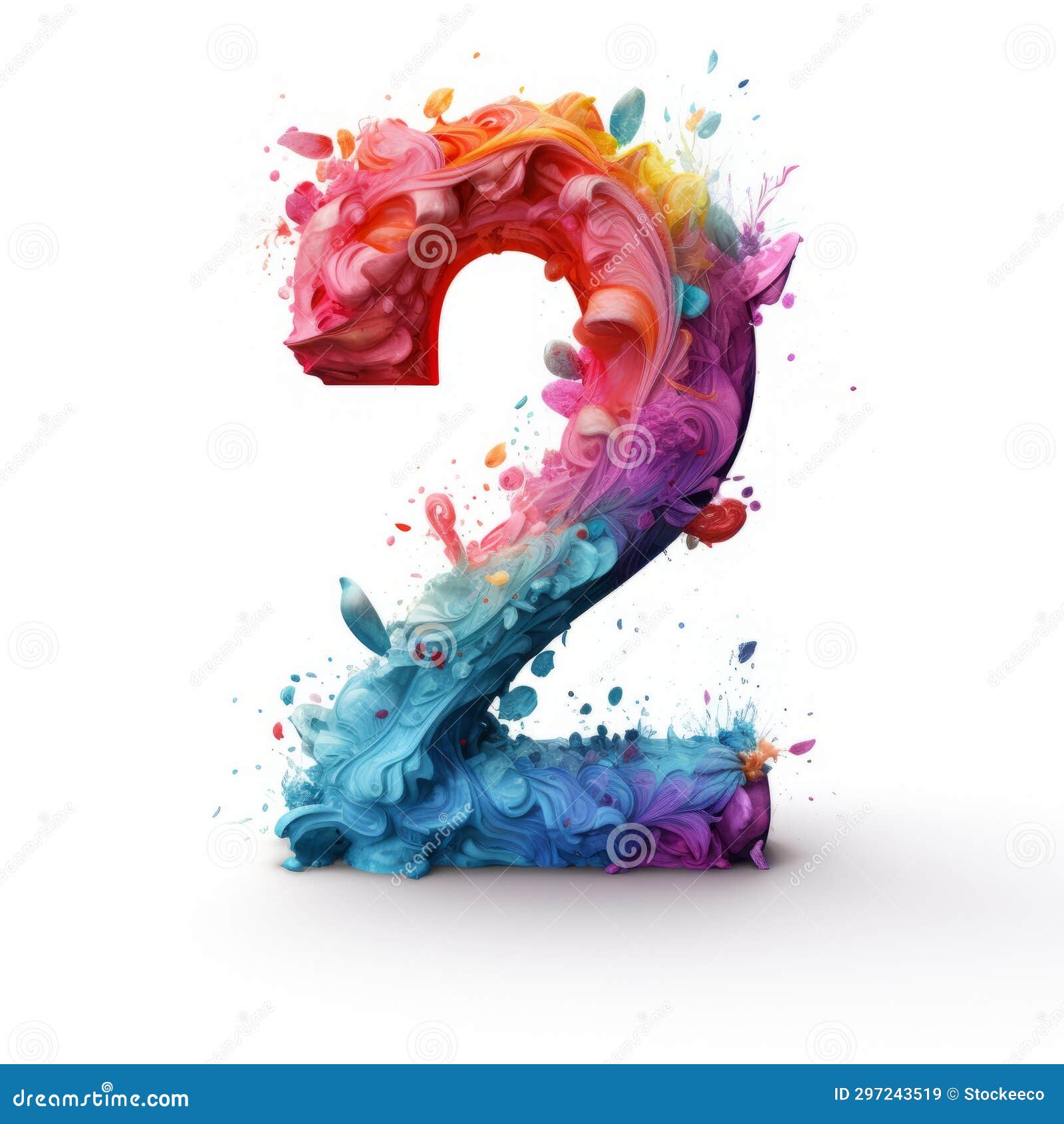 Colorful Computer-based Numerical Number Two in Organic and Flowing ...