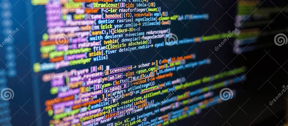 Colorful Computer Code on Screen, Programming Language Syntax Highlighting, Software Development ...