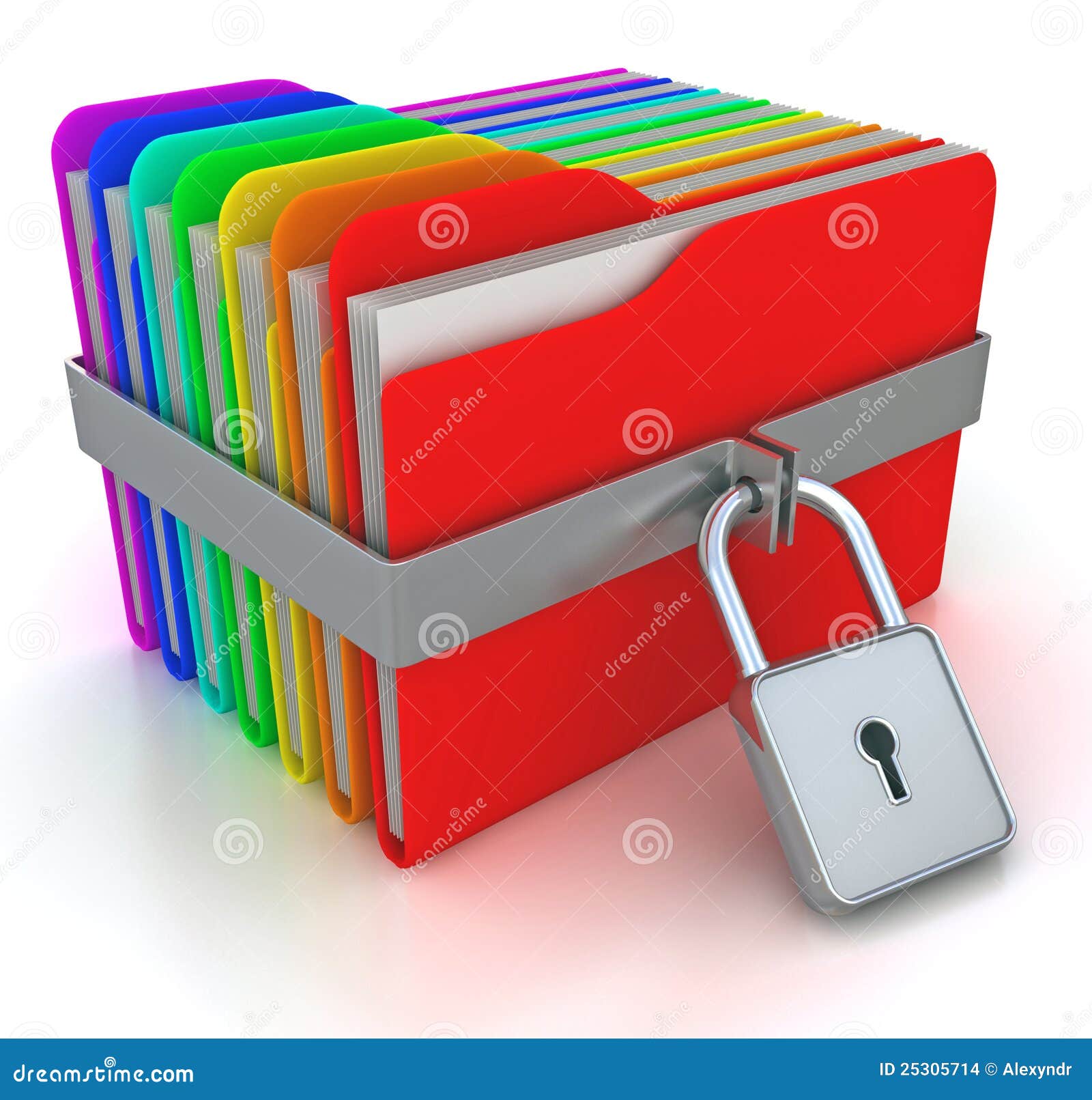 Colorful Computer Folders with Padlock. 3d Image Stock Illustration ...
