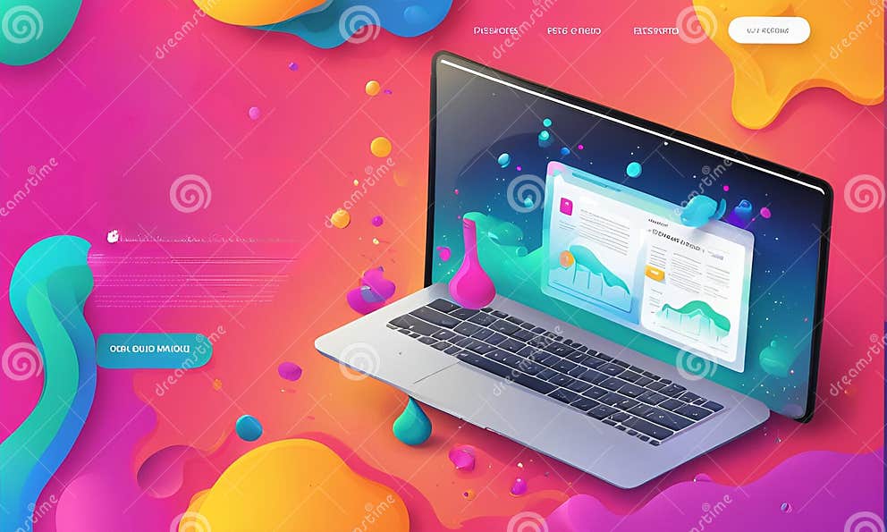 Colorful Computer Landing Page Stock Illustration - Illustration of ...