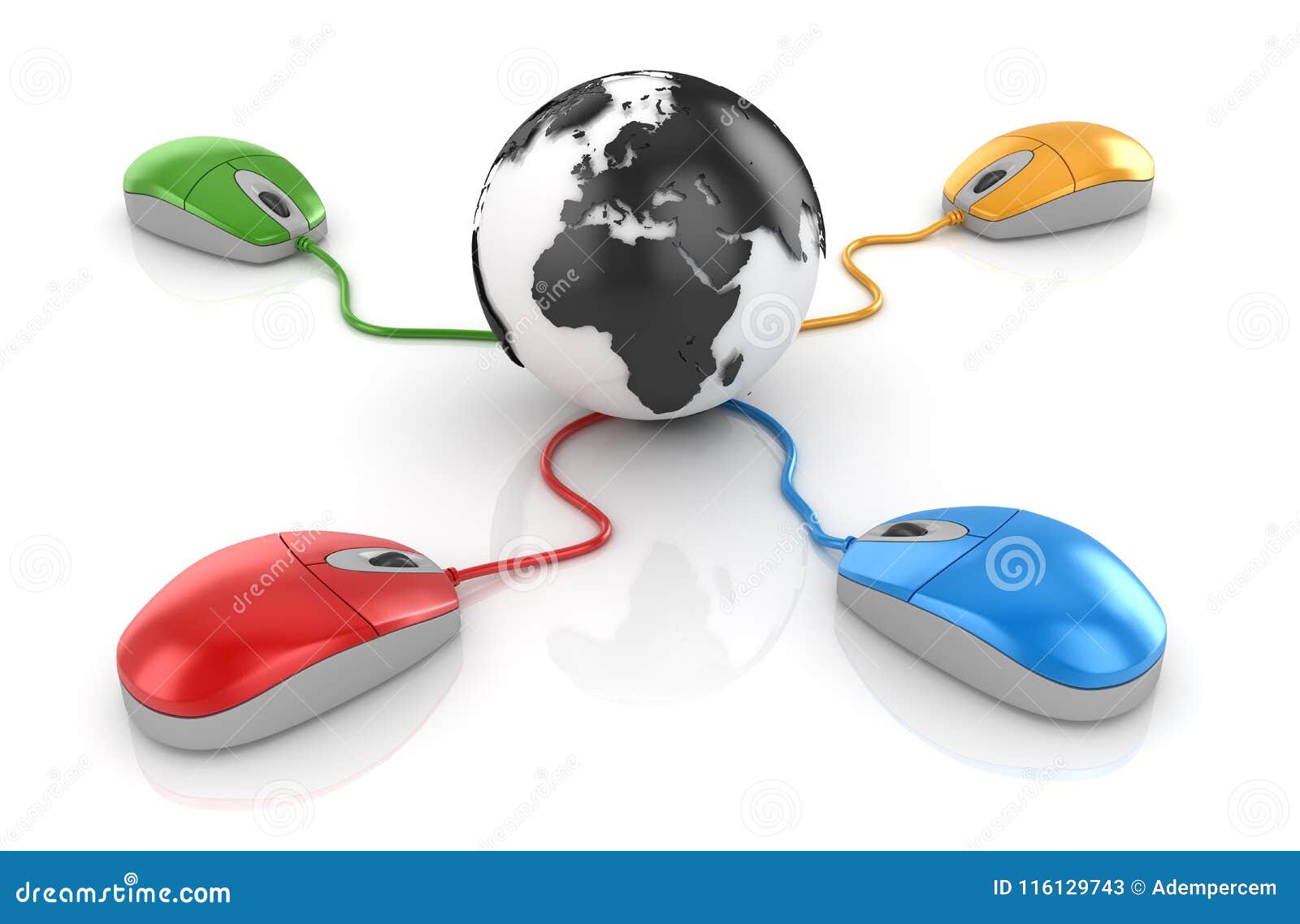 Colorful Computer Mouse Connected To Globe Stock Illustration ...
