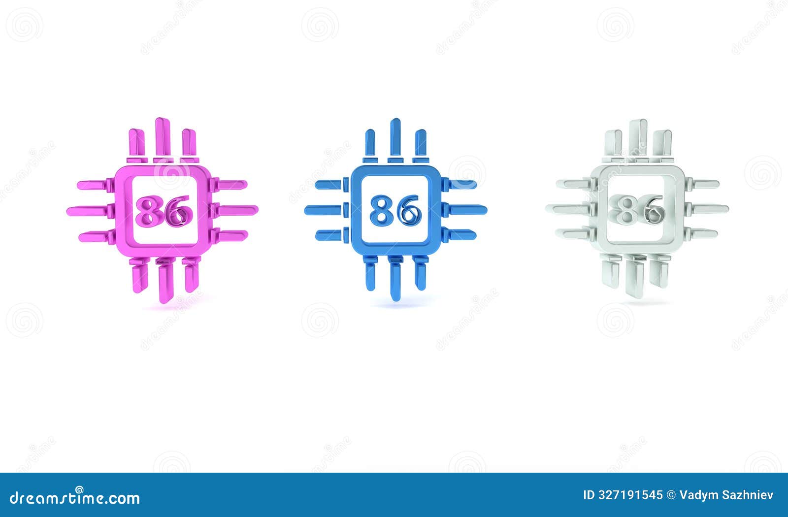 Colorful Computer Processor with Microcircuits CPU Icon Isolated on ...