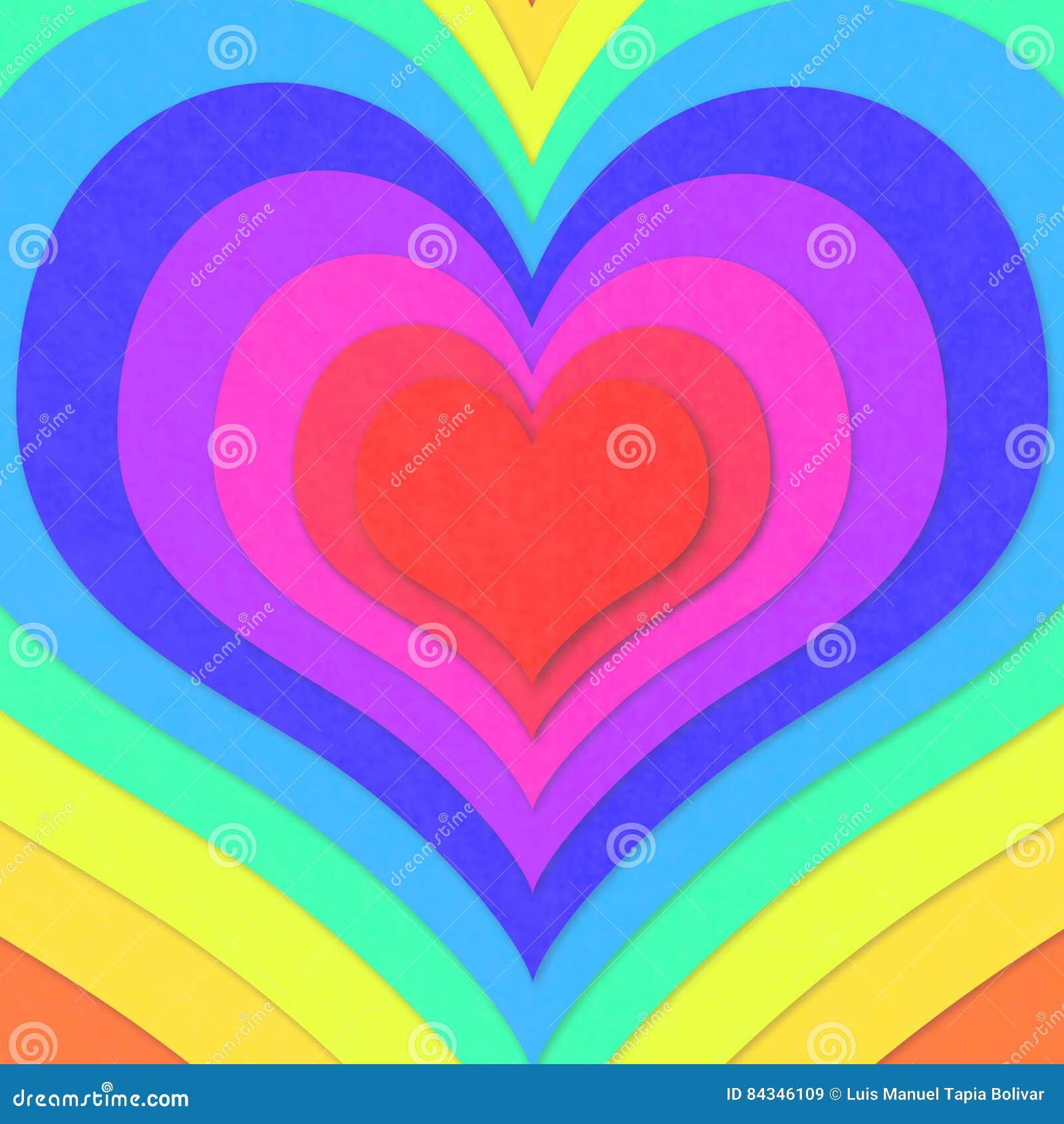 Colorful concentric hearts stock illustration. Illustration of love ...