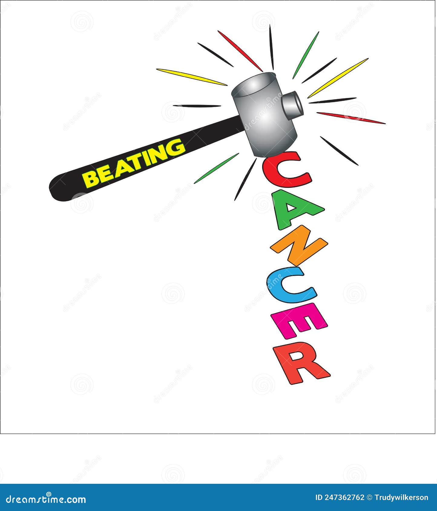Colorful Concept Graphic Beating Cancer Text with Sledgehammer Stock ...