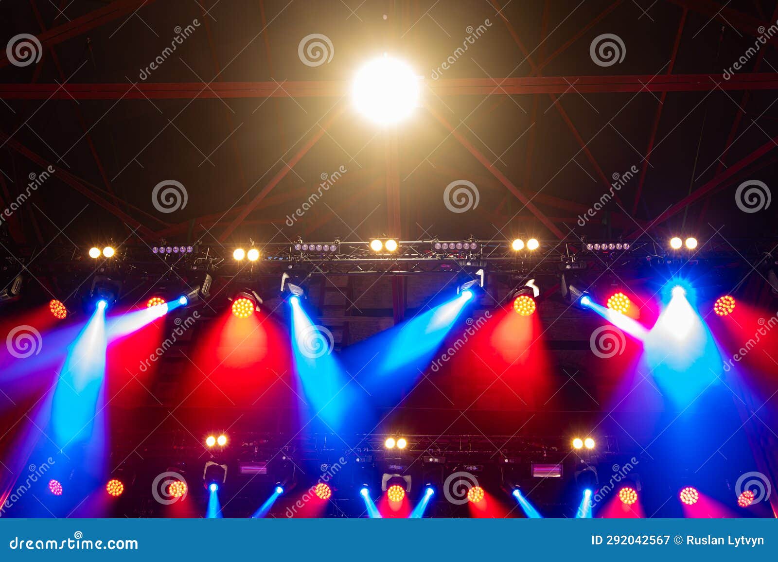Colorful Concert Lights on Empty Stage Stock Image - Image of ...
