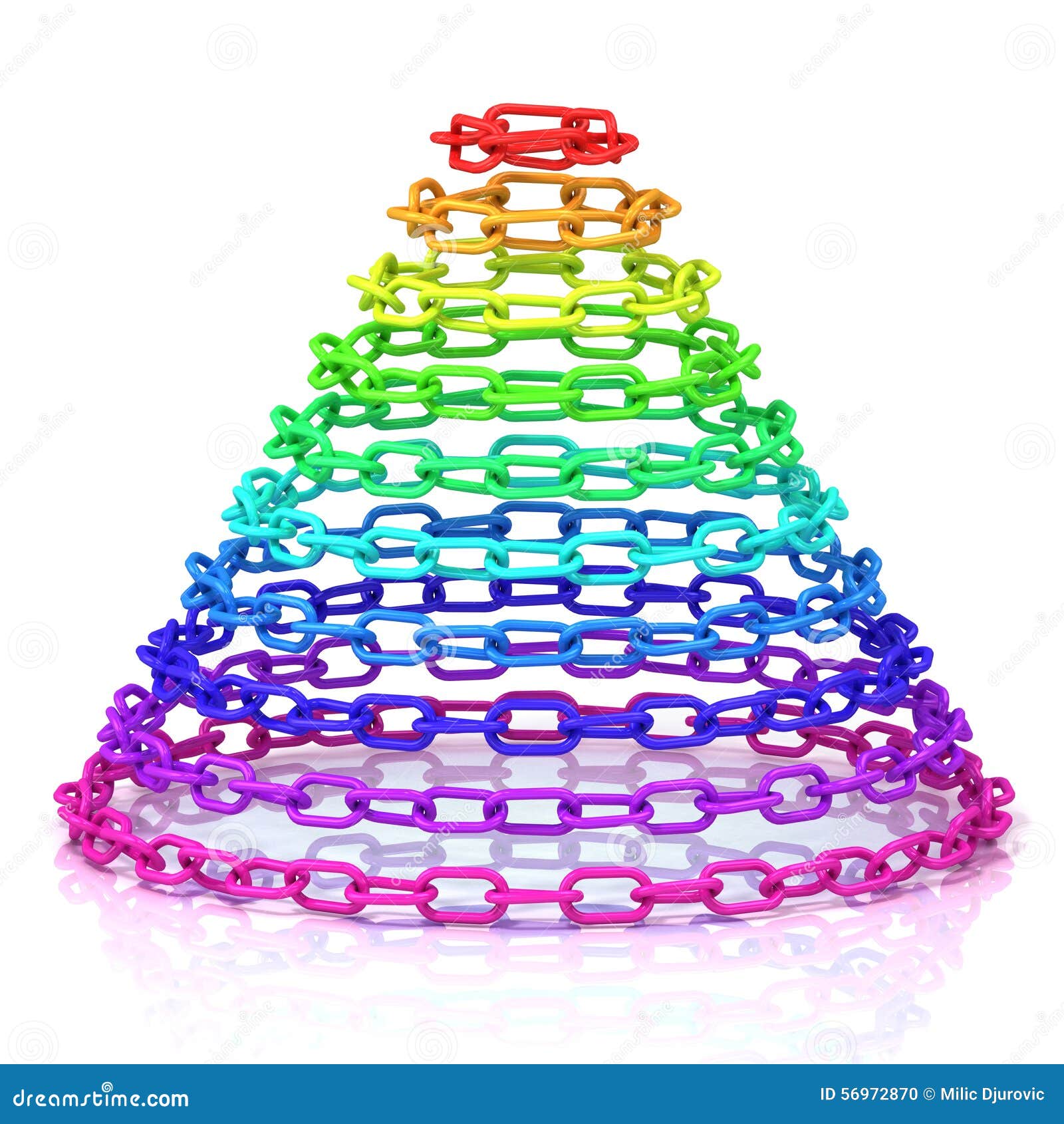 Colorful Cone Made Of Chain. Side View Stock Photography ...
