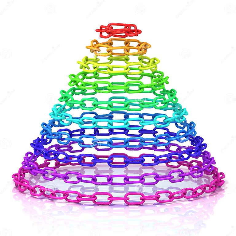Colorful Cone Made of Chain. Side View Stock Illustration ...