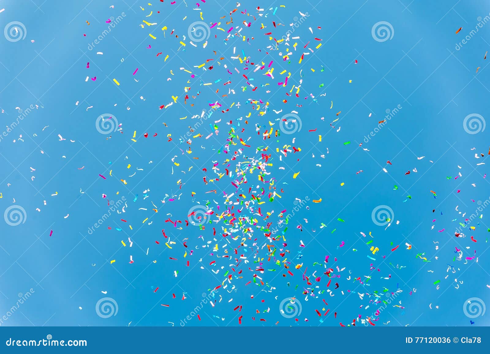 Colorful Confetti in the Blue Sky Stock Photo - Image of random, white ...