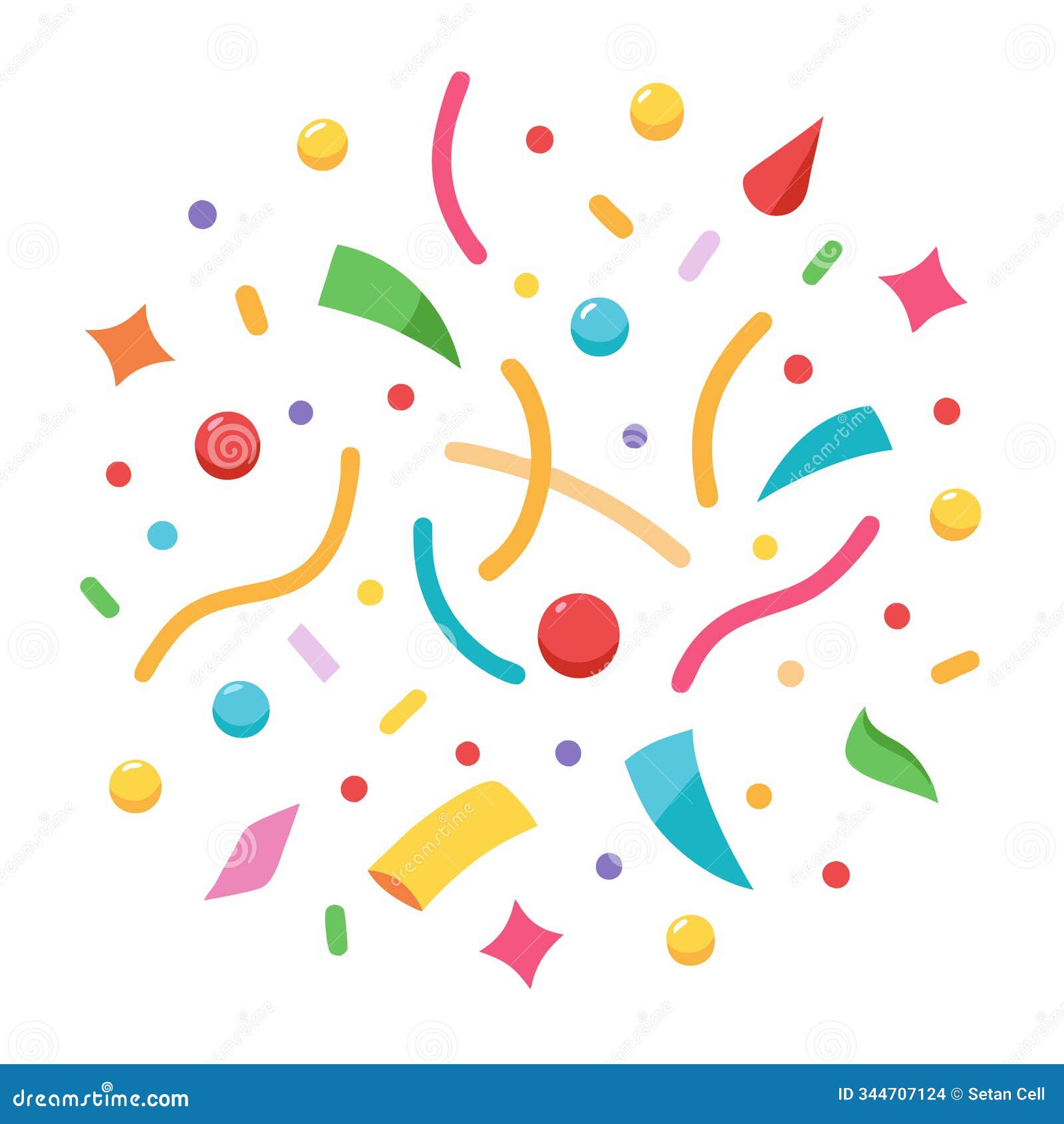 Colorful Confetti Explosion with Different Shapes and Sizes Isolated on ...