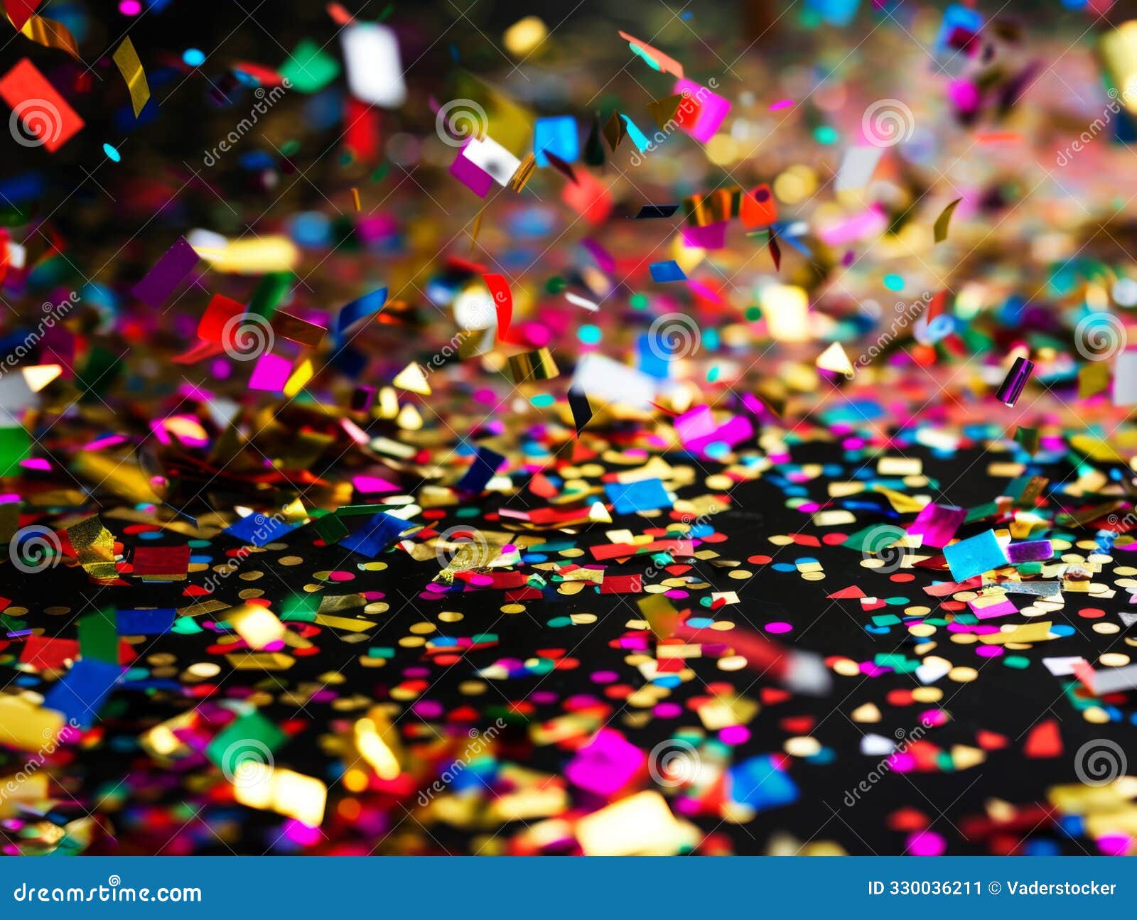Colorful Confetti Falling on a Black Surface Stock Illustration ...