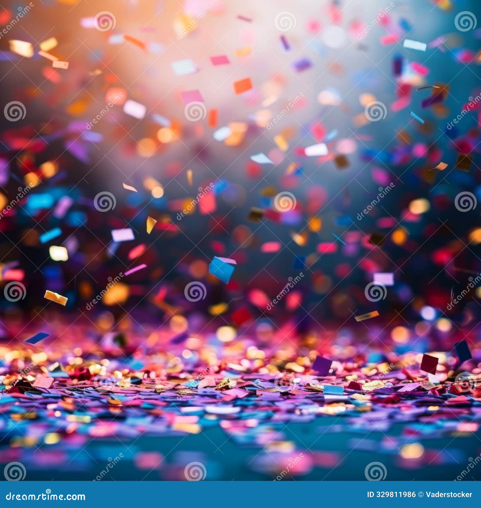 Colorful Confetti Falling on a Blue Surface Stock Illustration ...