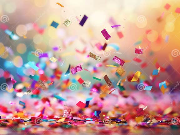 Colorful Confetti Falling on a Blurry Background Stock Illustration ...
