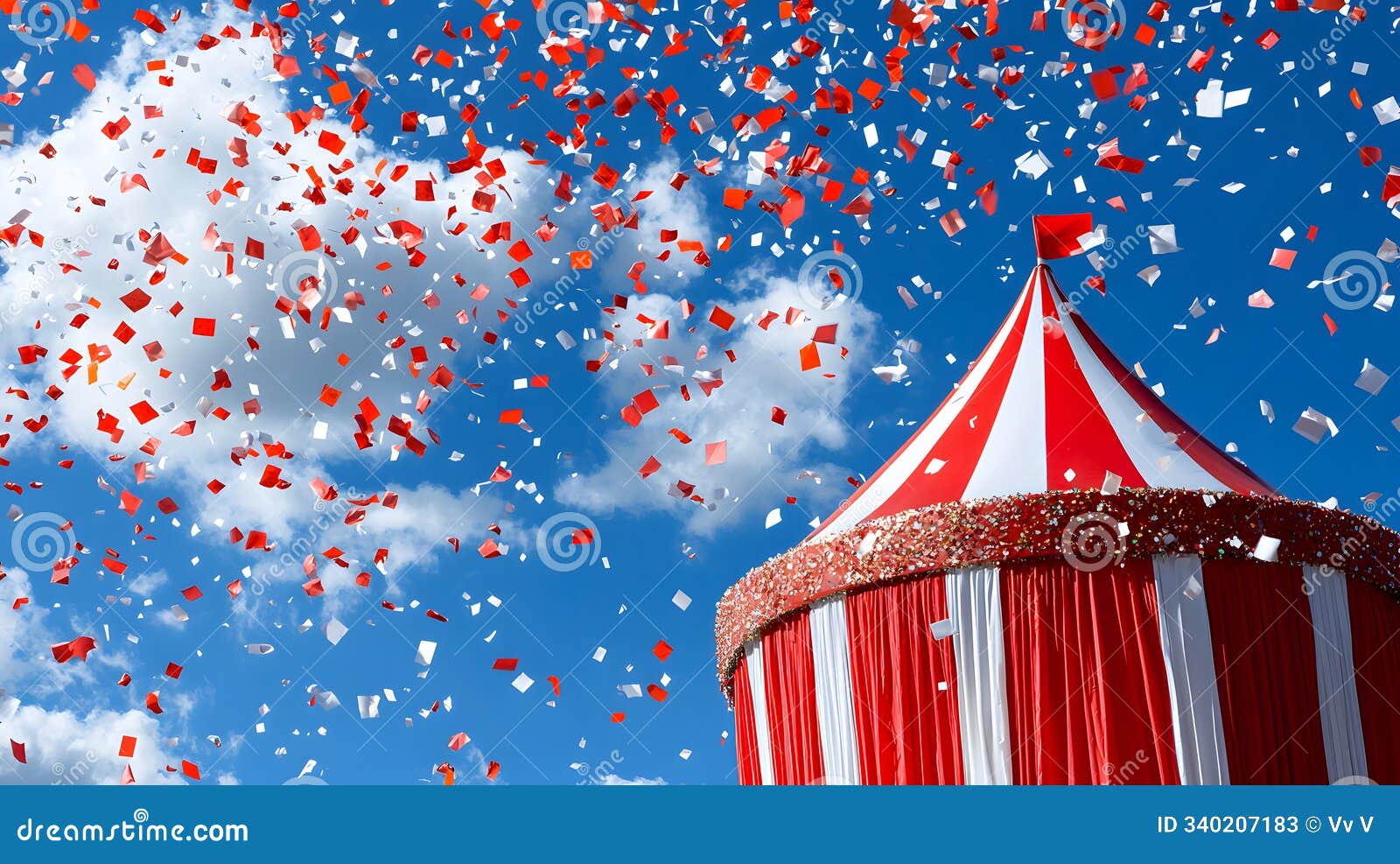 Colorful Confetti Falling at a Festive Circus Tent Stock Illustration ...