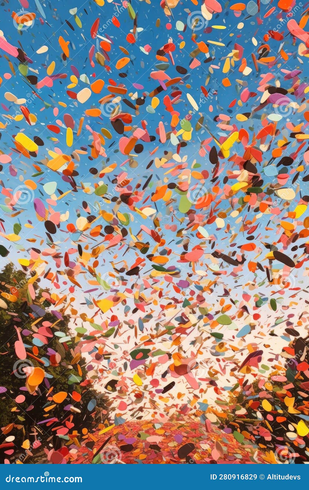 Colorful Confetti Falling from the Sky on a Sunny Day Stock ...