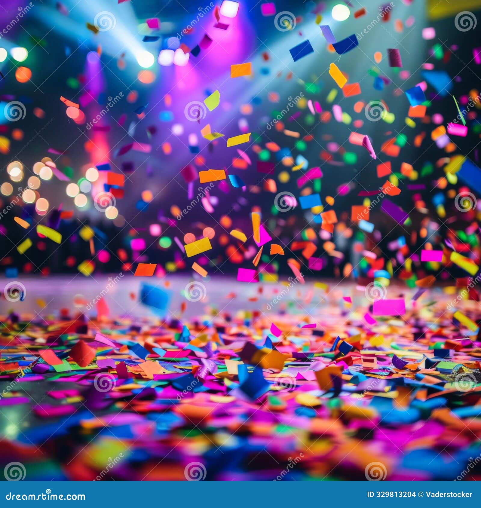 Colorful Confetti Falling on Stage after a Performance Stock ...