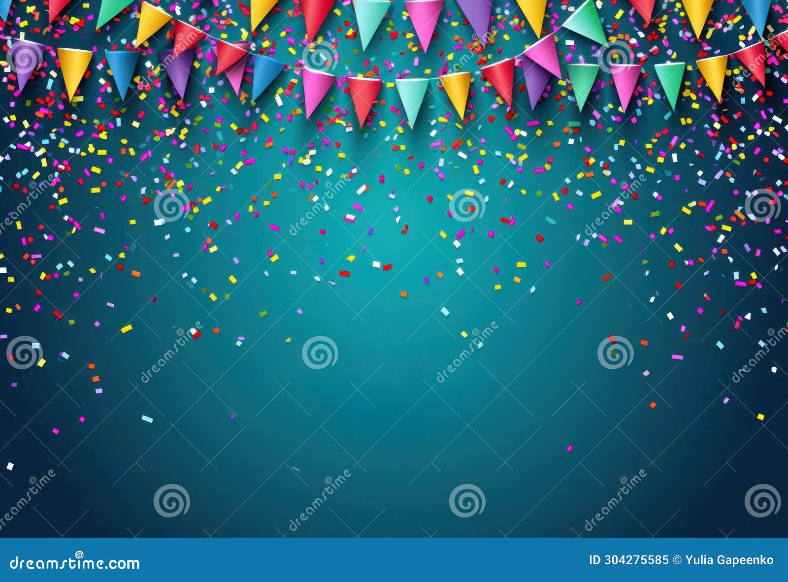 Colorful Confetti Paper Flags on a Blue Background Stock Image - Image ...