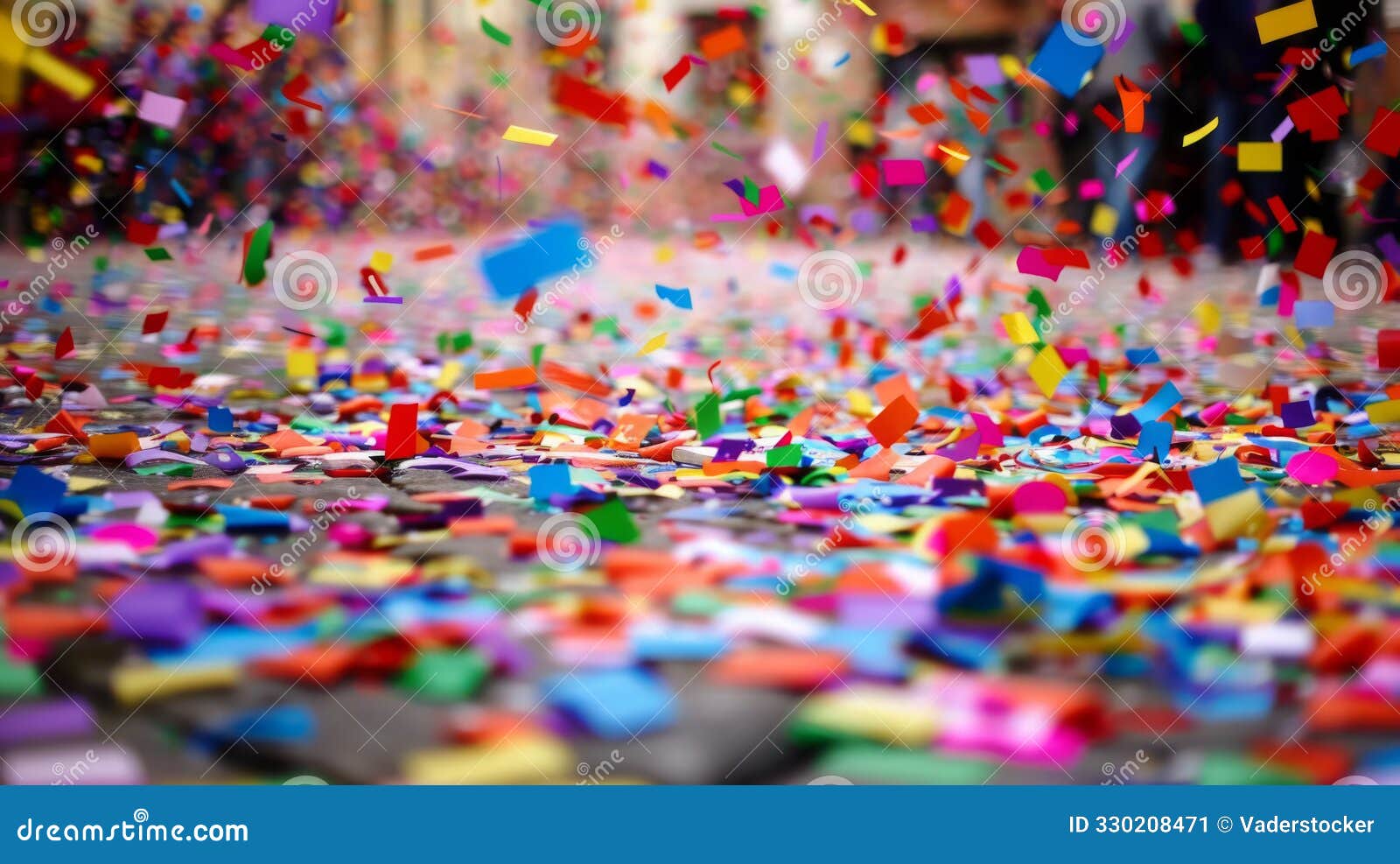 Colorful Confetti Raining Down on a Street Stock Illustration ...