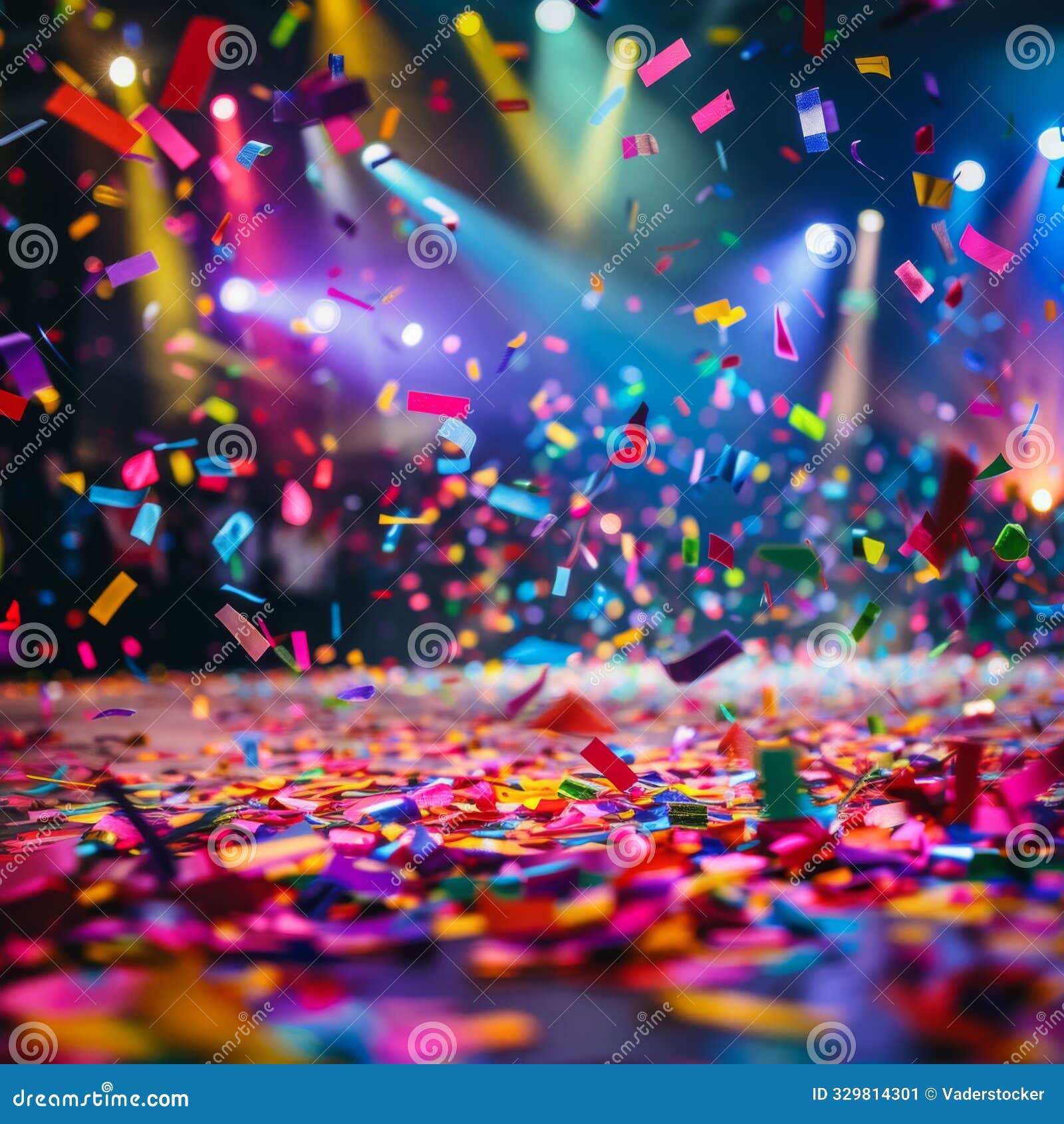 Colorful Confetti Raining on a Stage Stock Illustration - Illustration ...