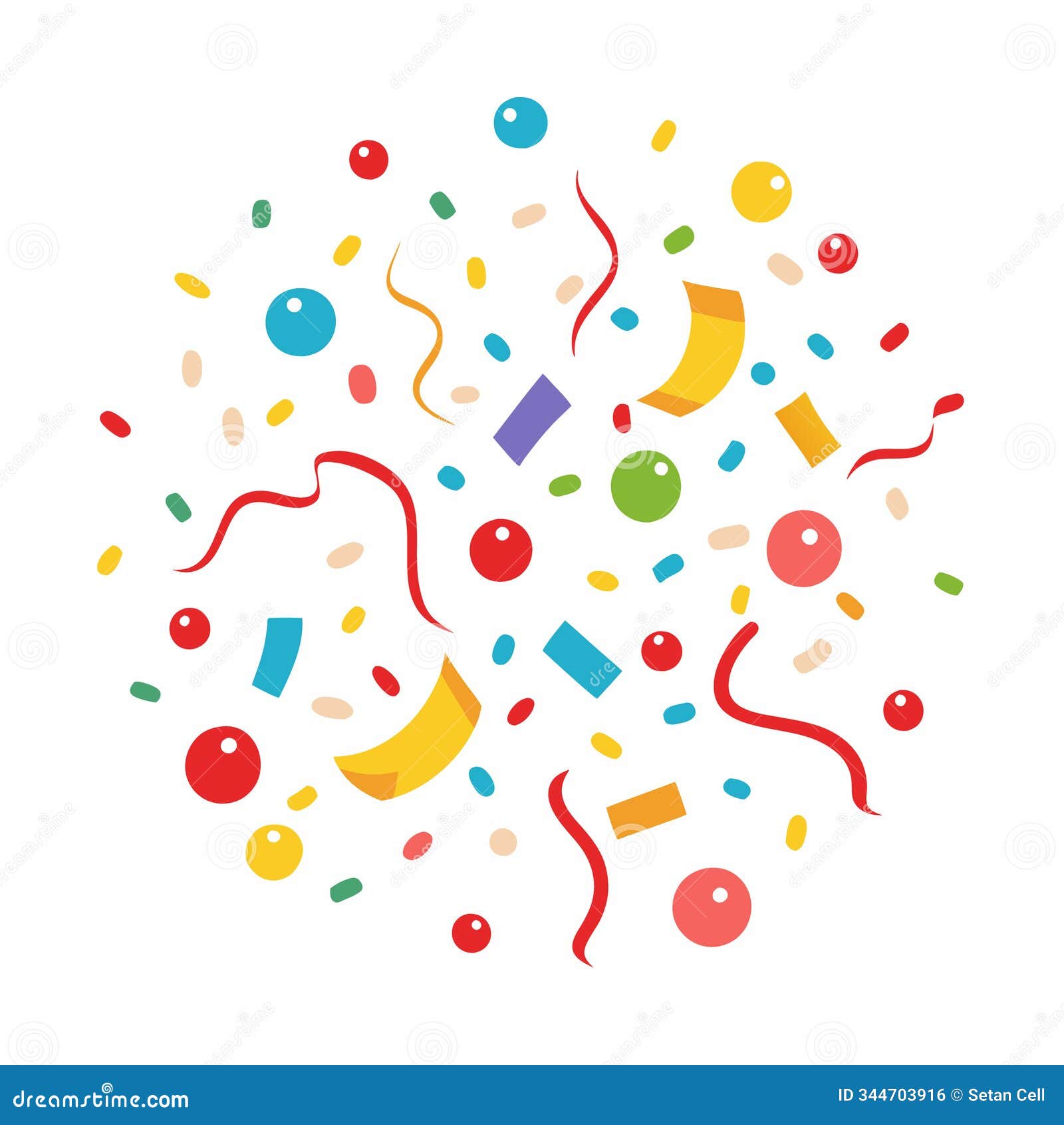 Colorful Confetti and Ribbons Explosion on White Background Stock ...