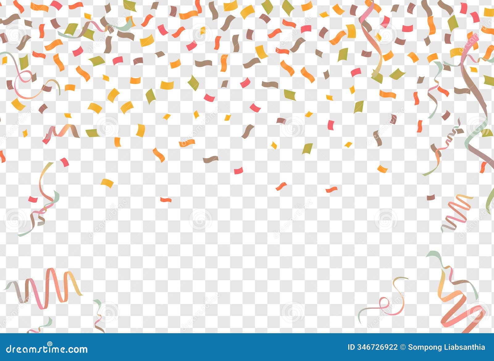 Colorful Confetti and Ribbons on Transparent Background. Vector ...