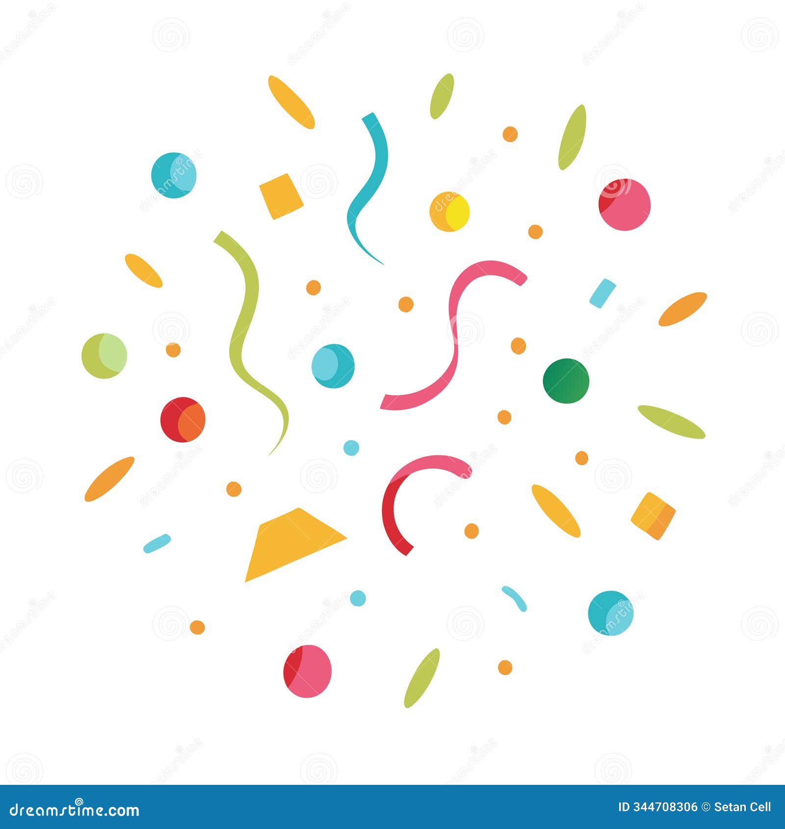 Colorful Confetti and Ribbons on a White Background Stock Vector ...