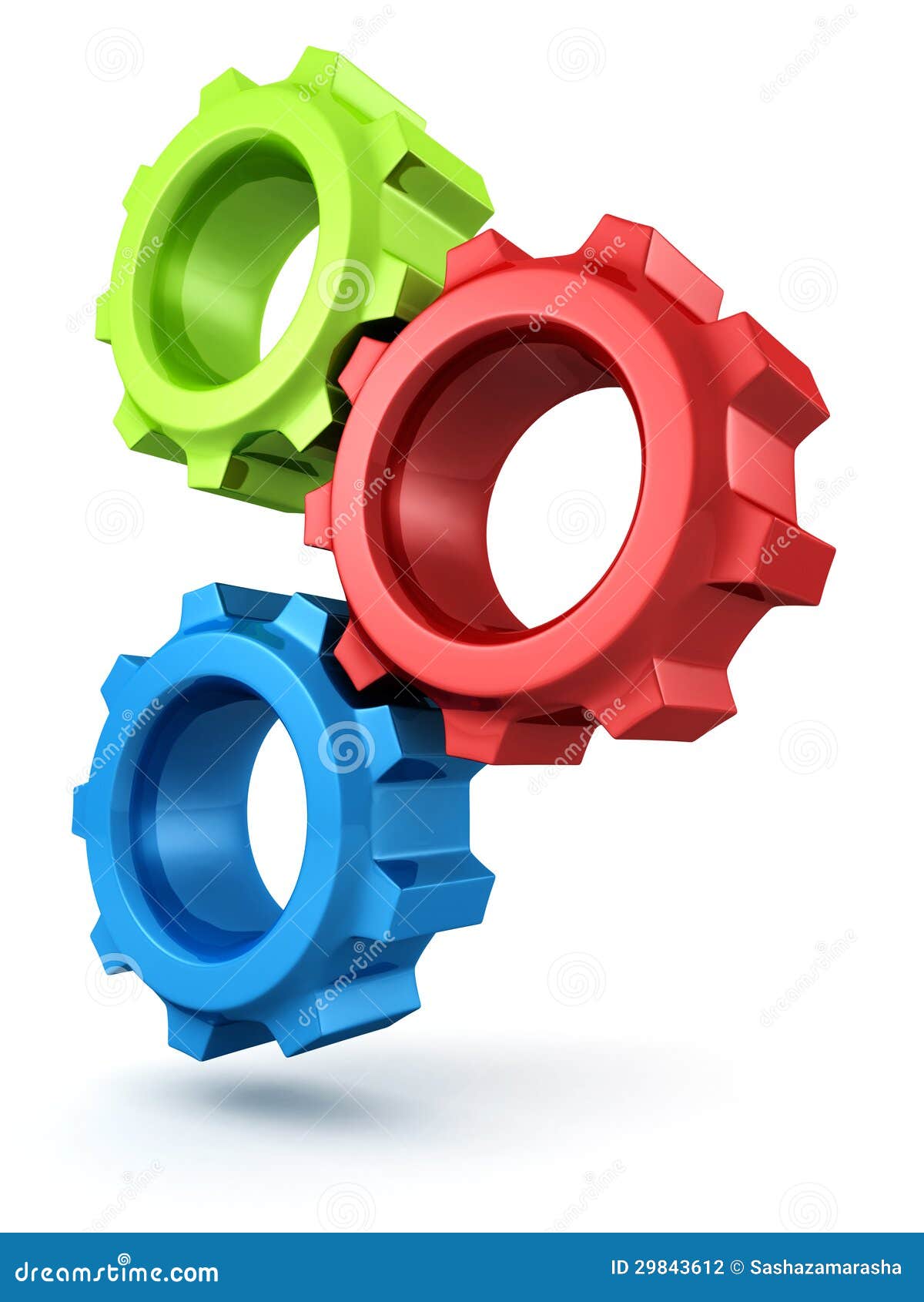 Colorful Connected Gears on White Stock Illustration - Illustration of ...
