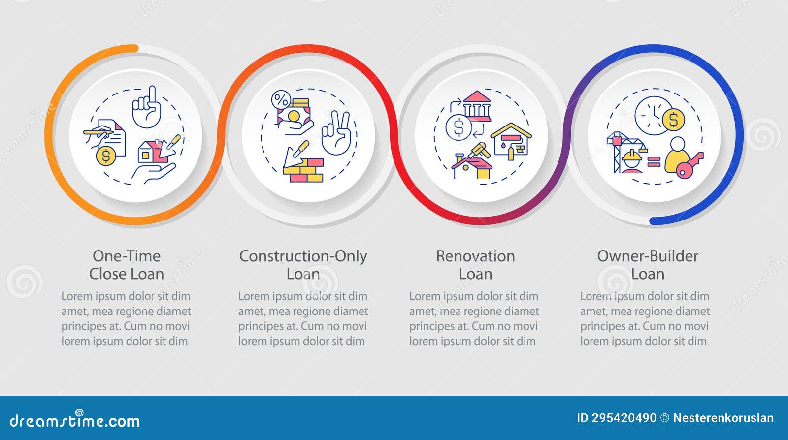 Colorful Construction Cost Layout with Simple Linear Icons Stock Vector ...