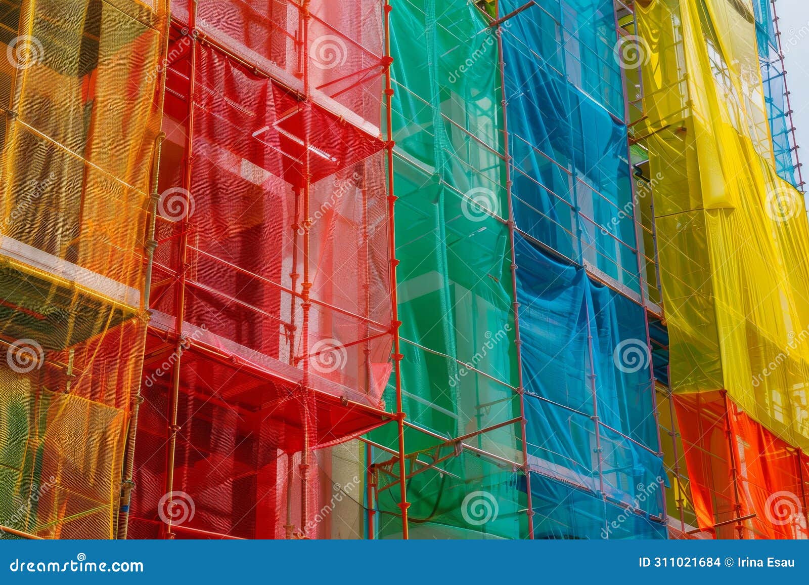 Colorful construction mesh stock photo. Image of exterior - 311021684