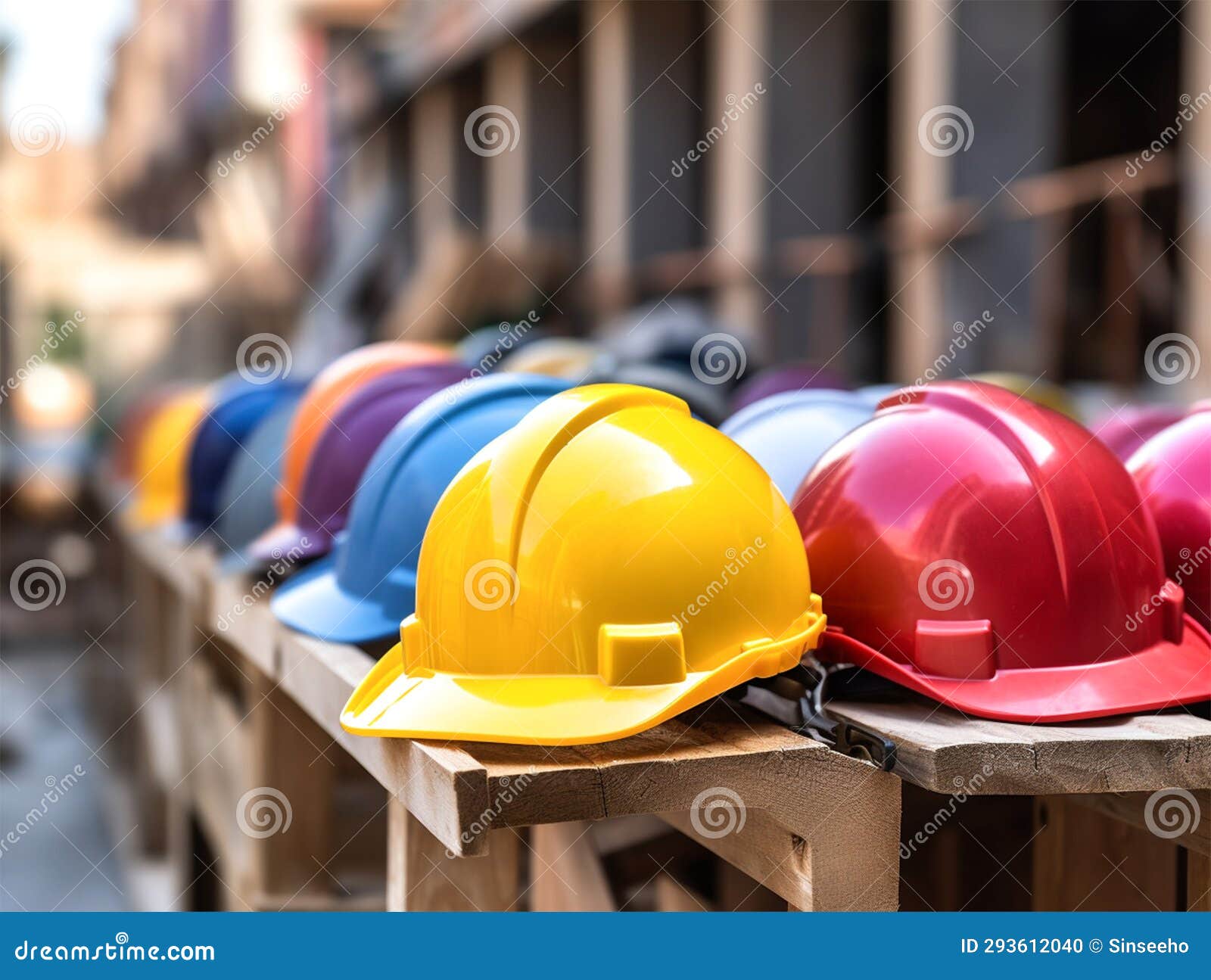 Colorful Construction Worker Hats or Helmets Stock Illustration ...