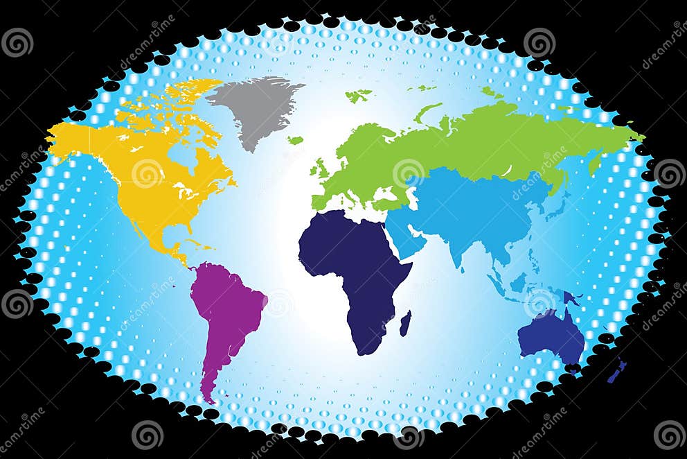 Colorful Continental World Map Stock Illustration - Illustration of ...
