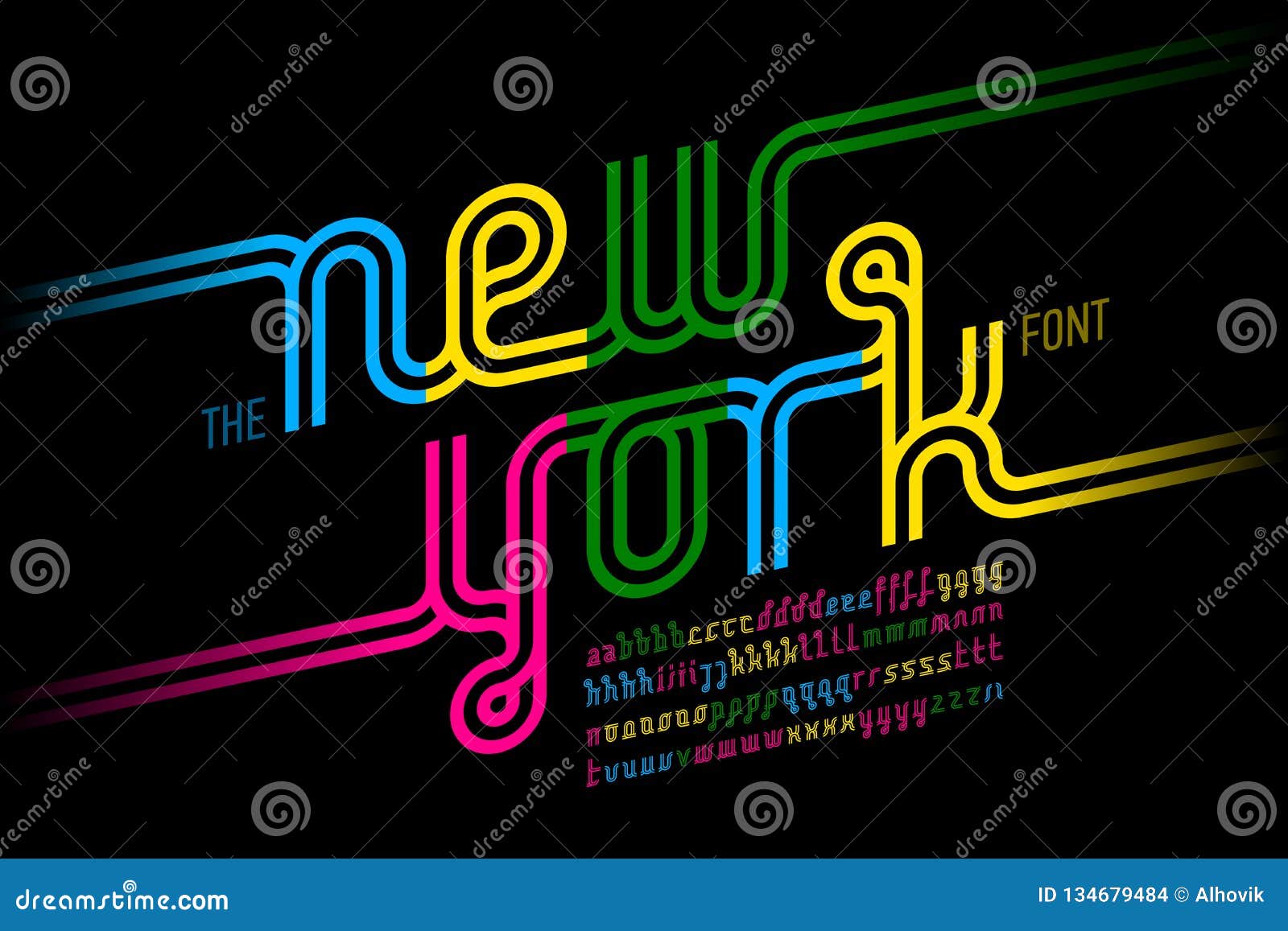 Colorful Continuous Line Font Stock Vector - Illustration of font ...
