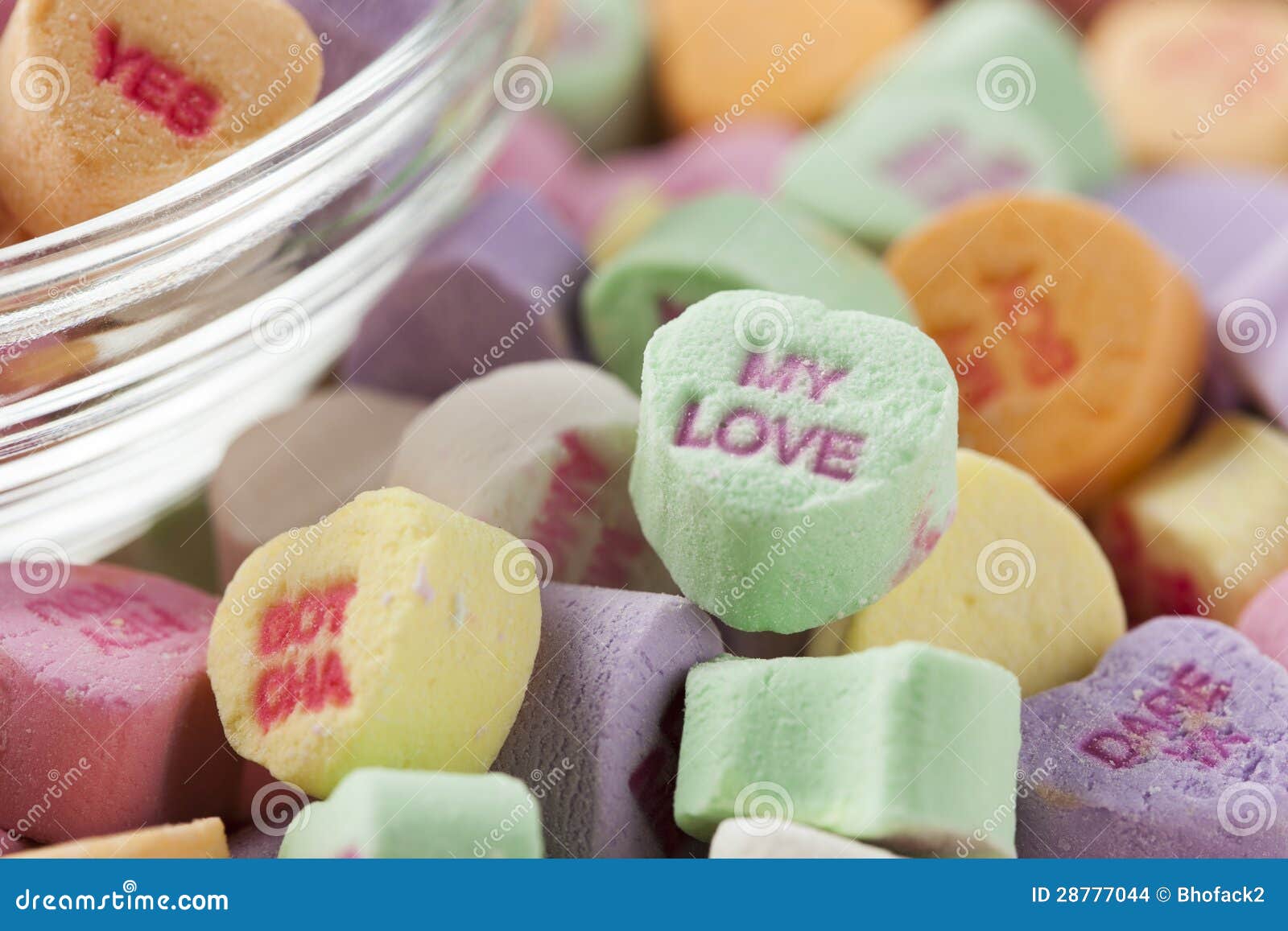 Colorful Conversation Hearts Candy Stock Photo - Image of purple, pink ...