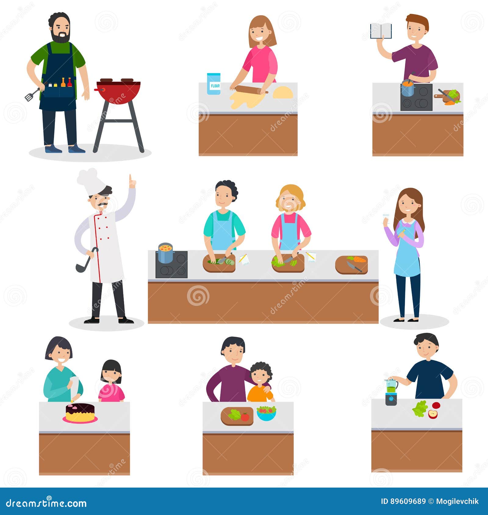 Colorful Cooking Set stock vector. Illustration of food - 89609689