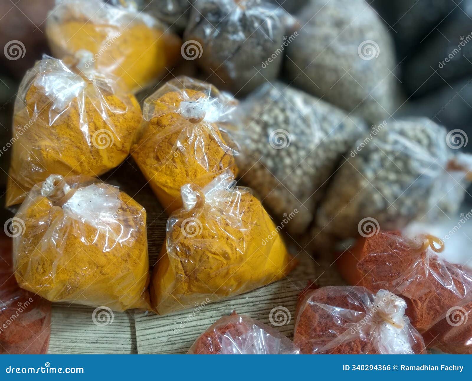 Colorful of Cooking Spices in Plastic Bags Stock Photo - Image of dairy ...