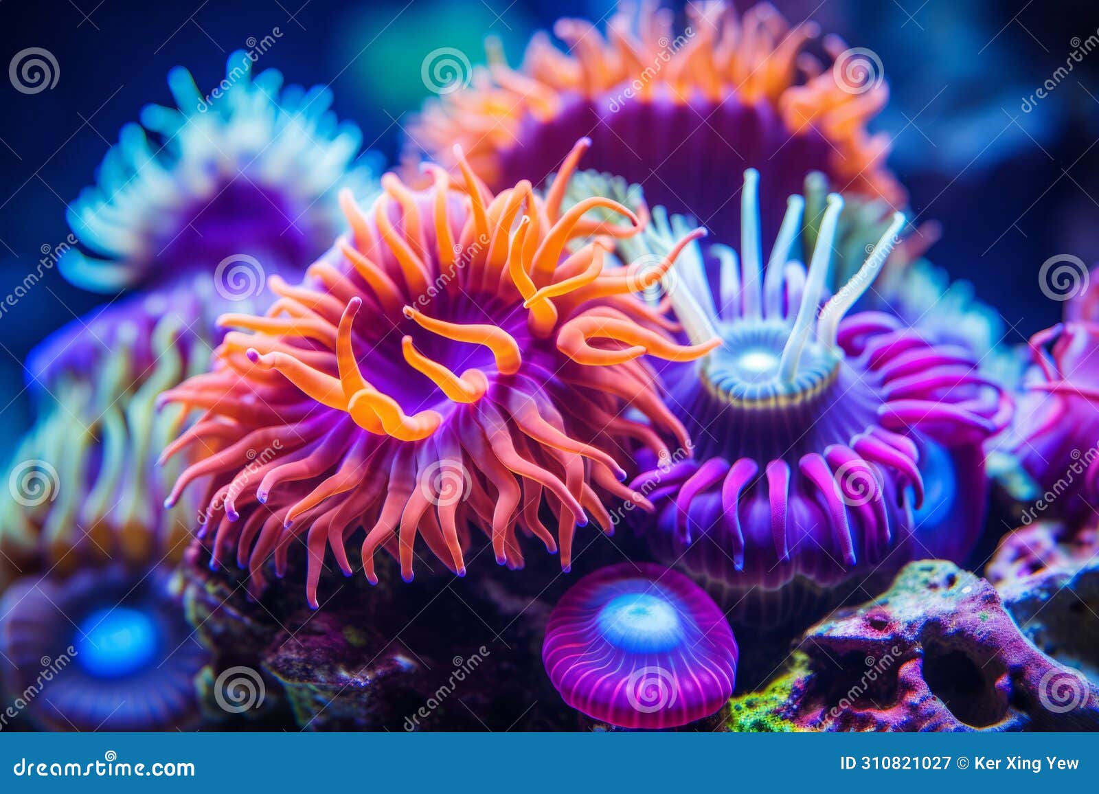 Colorful Coral Polyps in a Thriving Reef Ecosystem Stock Illustration ...