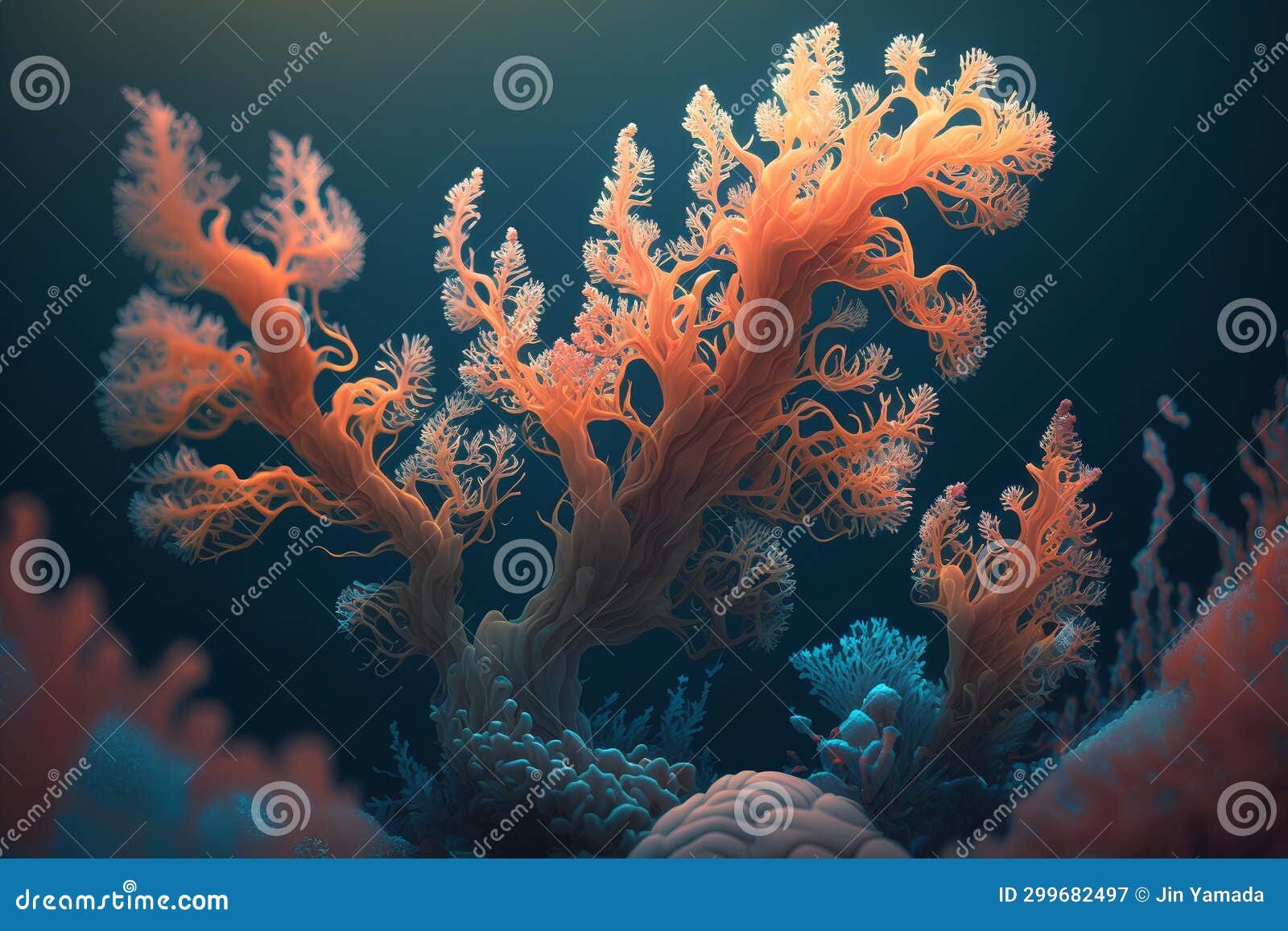 Colorful Coral Reef, 3d Render Illustration, Computer Digital Drawing ...