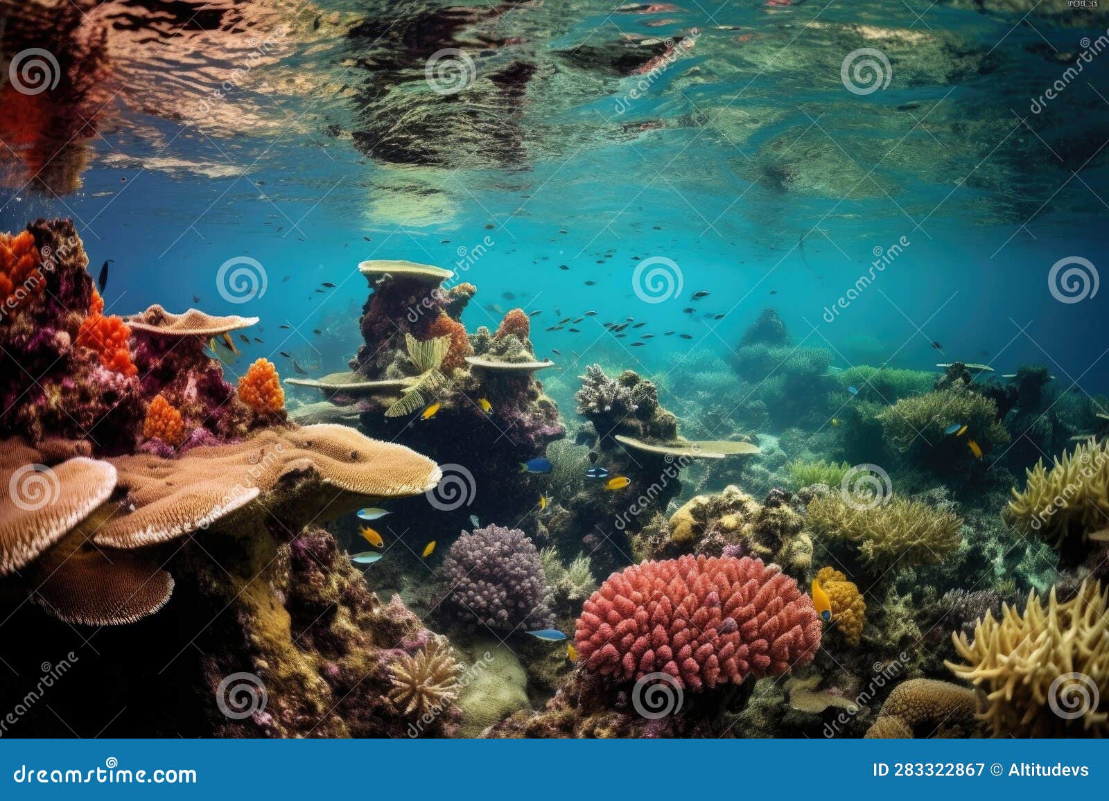 Colorful Coral Reef from an Underwater Perspective Stock Illustration ...