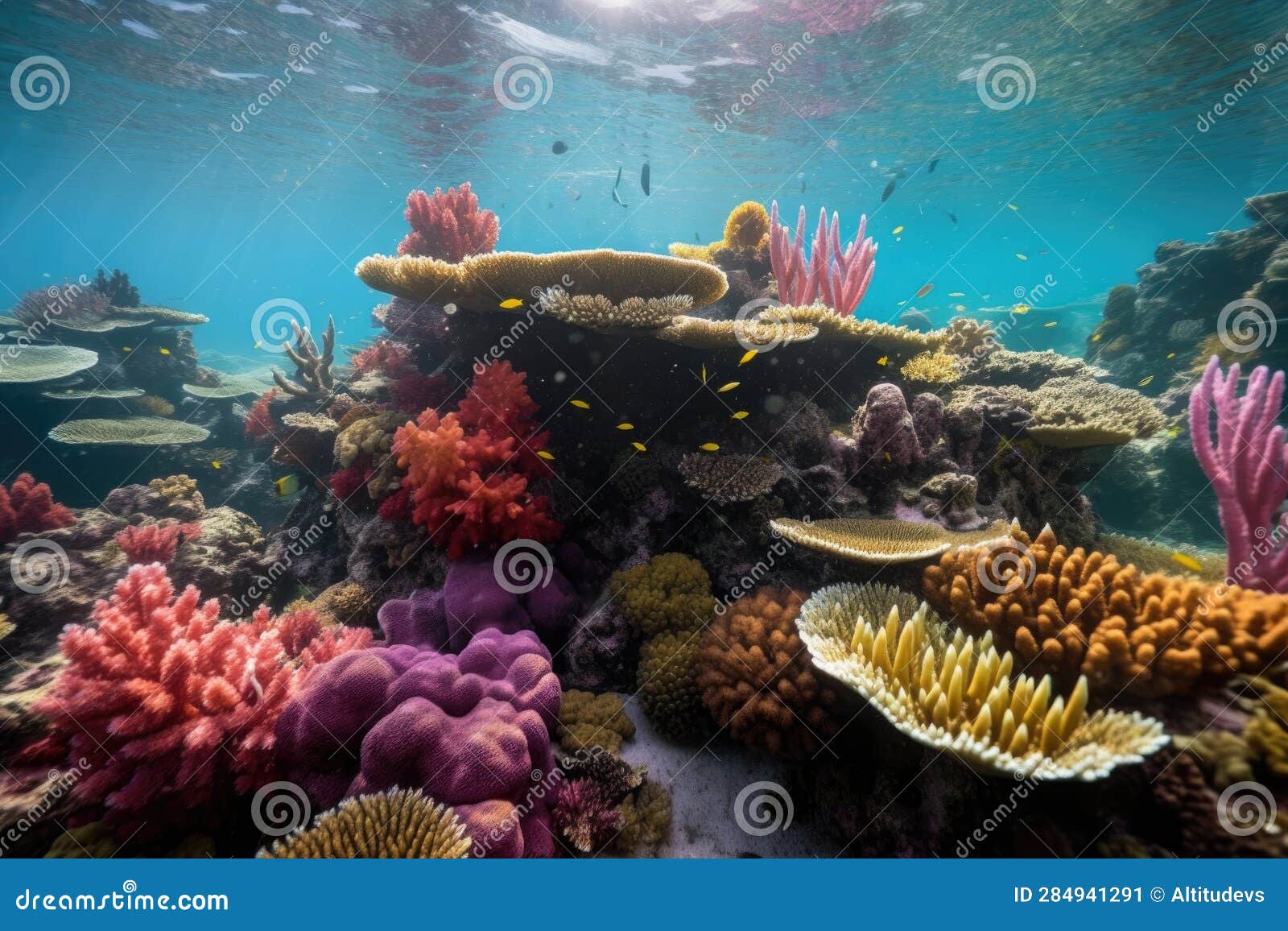 Colorful Corals Growing on a Restored Reef Stock Illustration ...