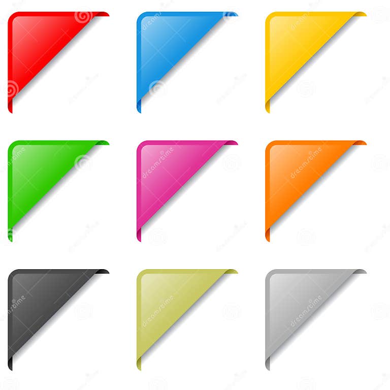 Colorful Corner Labels Set stock vector. Illustration of advertising ...