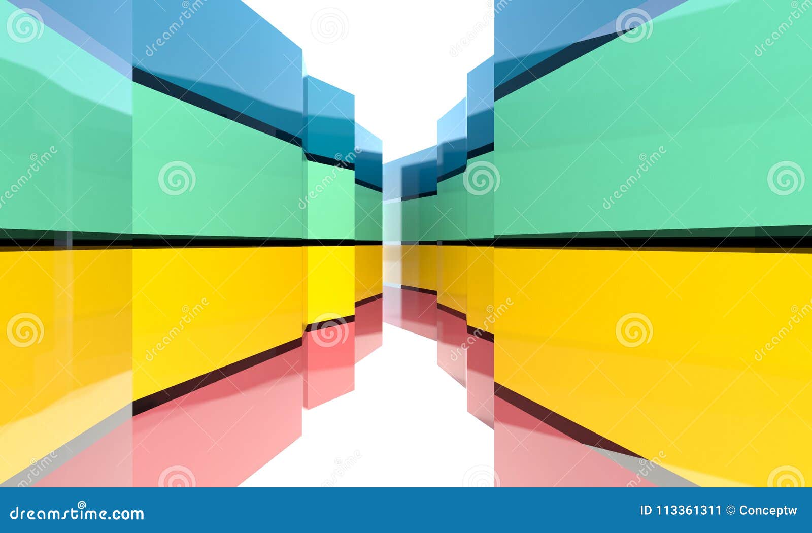 Colorful Corridor Architecture Stock Illustration - Illustration of ...