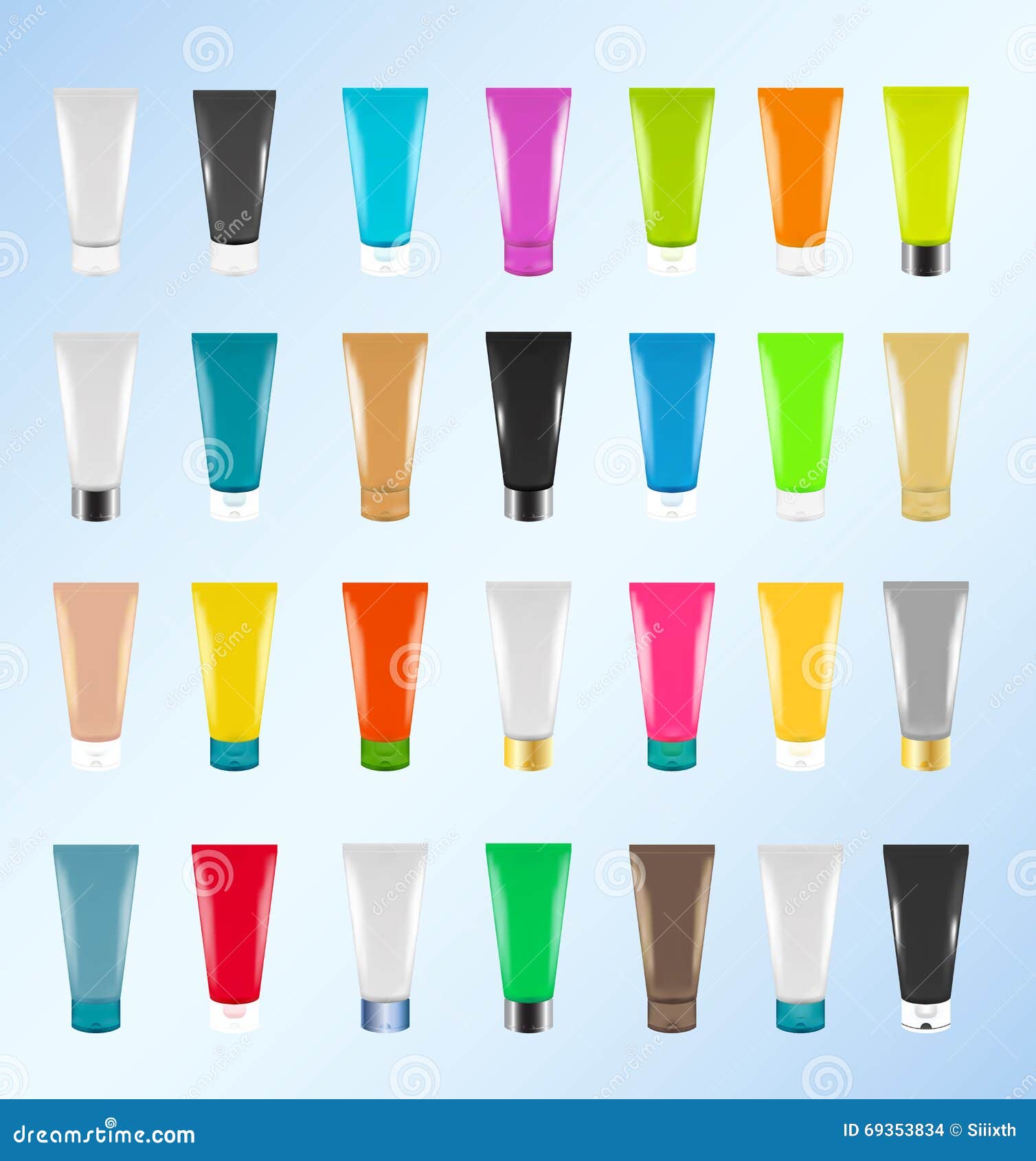 Colorful Cosmetic tubes stock vector. Illustration of health - 69353834