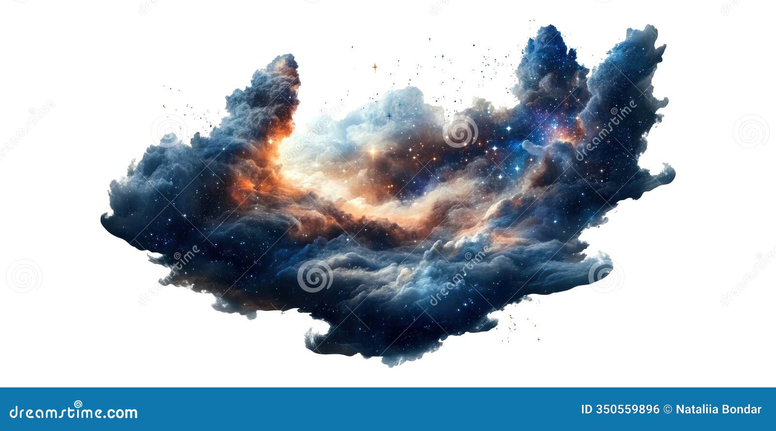 Colorful Cosmic Cloud with Stars Isolated on Transparent Background ...